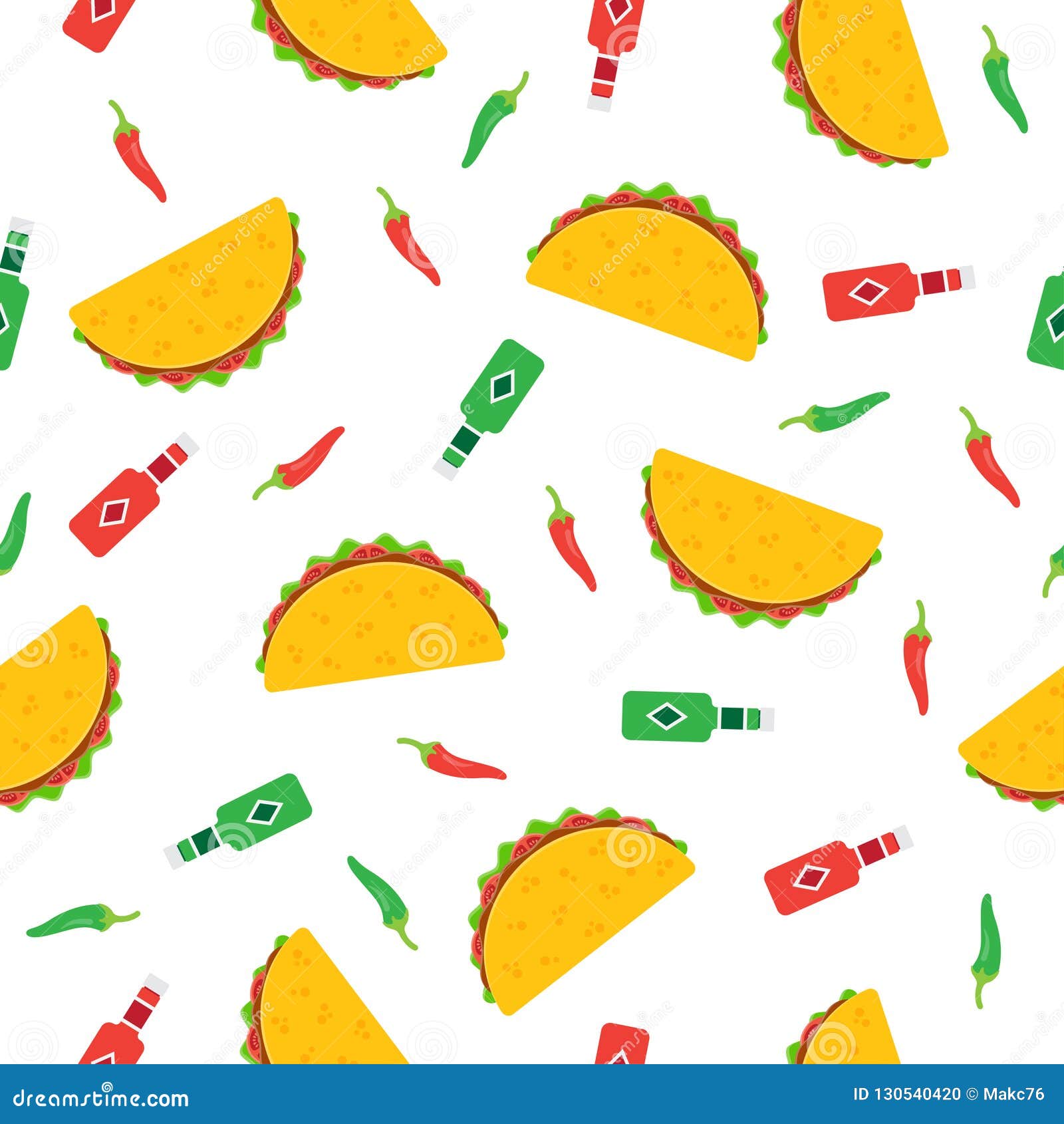 Tacos Seamless Vector Pattern Stock Vector - Illustration of tasty ...
