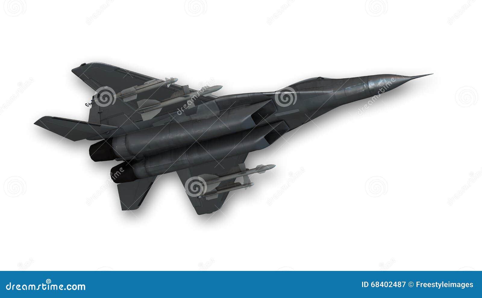 Tactical Fighter Jet Taking Off, Plane Isolated on White, Bottom View ...