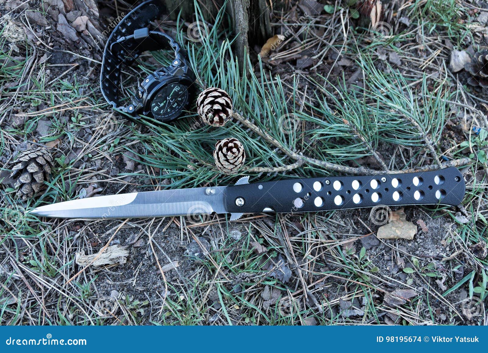 Tactical Knife with a Long Sharp Blade. Knife. Stock Photo - Image of ...