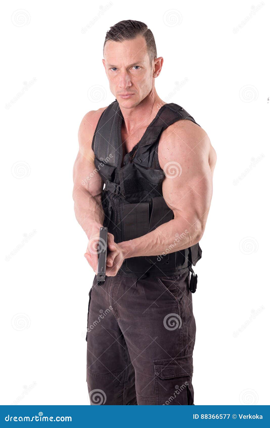 Tactical Law Enforcer Posing Stock Image - Image of male, army: 88366577