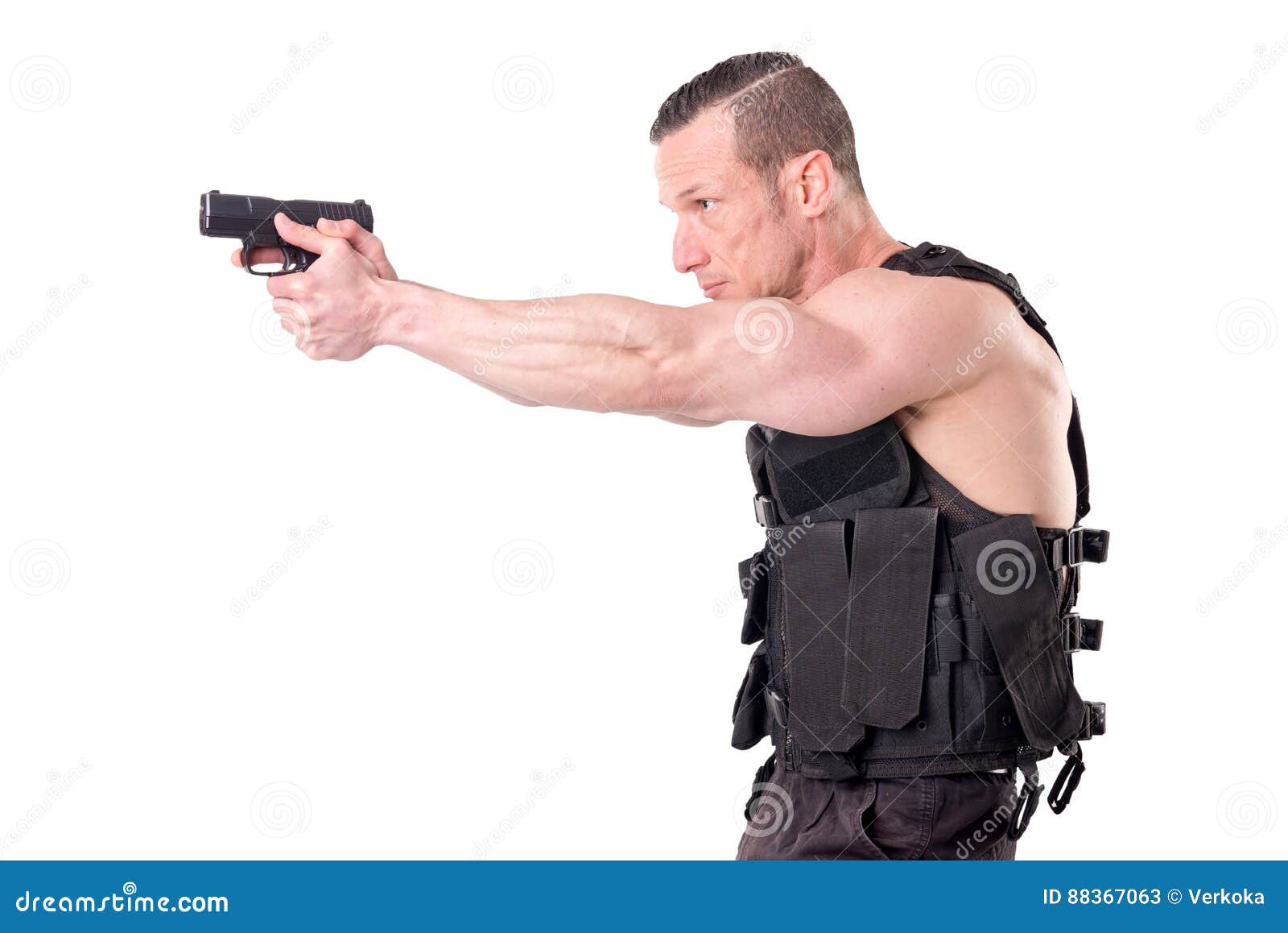 Tactical Law Enforcer Posing Stock Image - Image of security, patrol ...