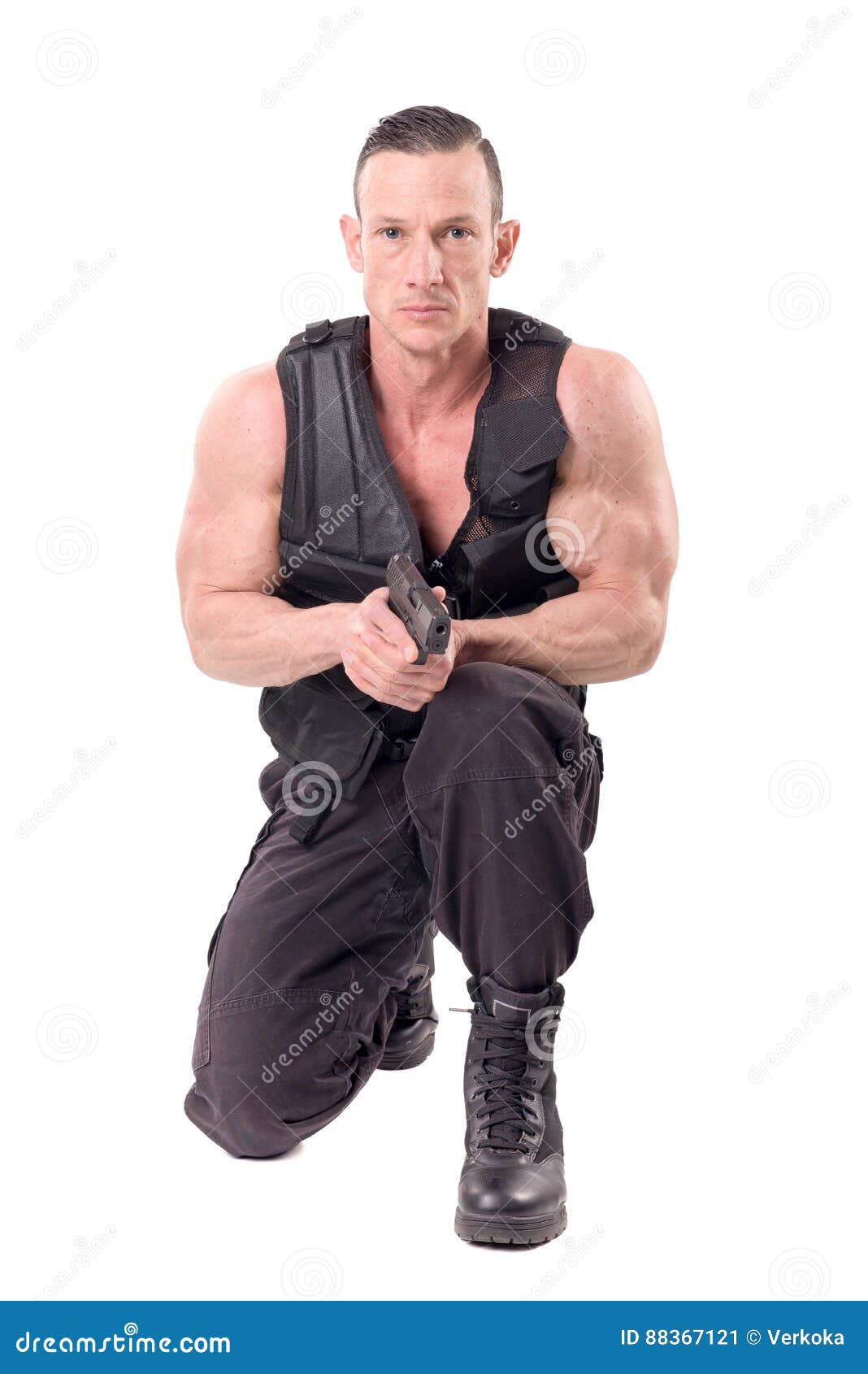 Tactical Law Enforcer Posing Stock Image - Image of adult, policeman ...