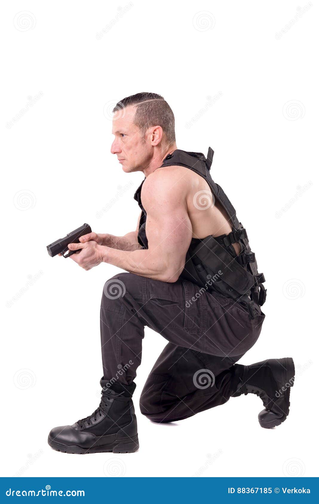 Tactical Law Enforcer Posing Stock Image - Image of protection, metal ...