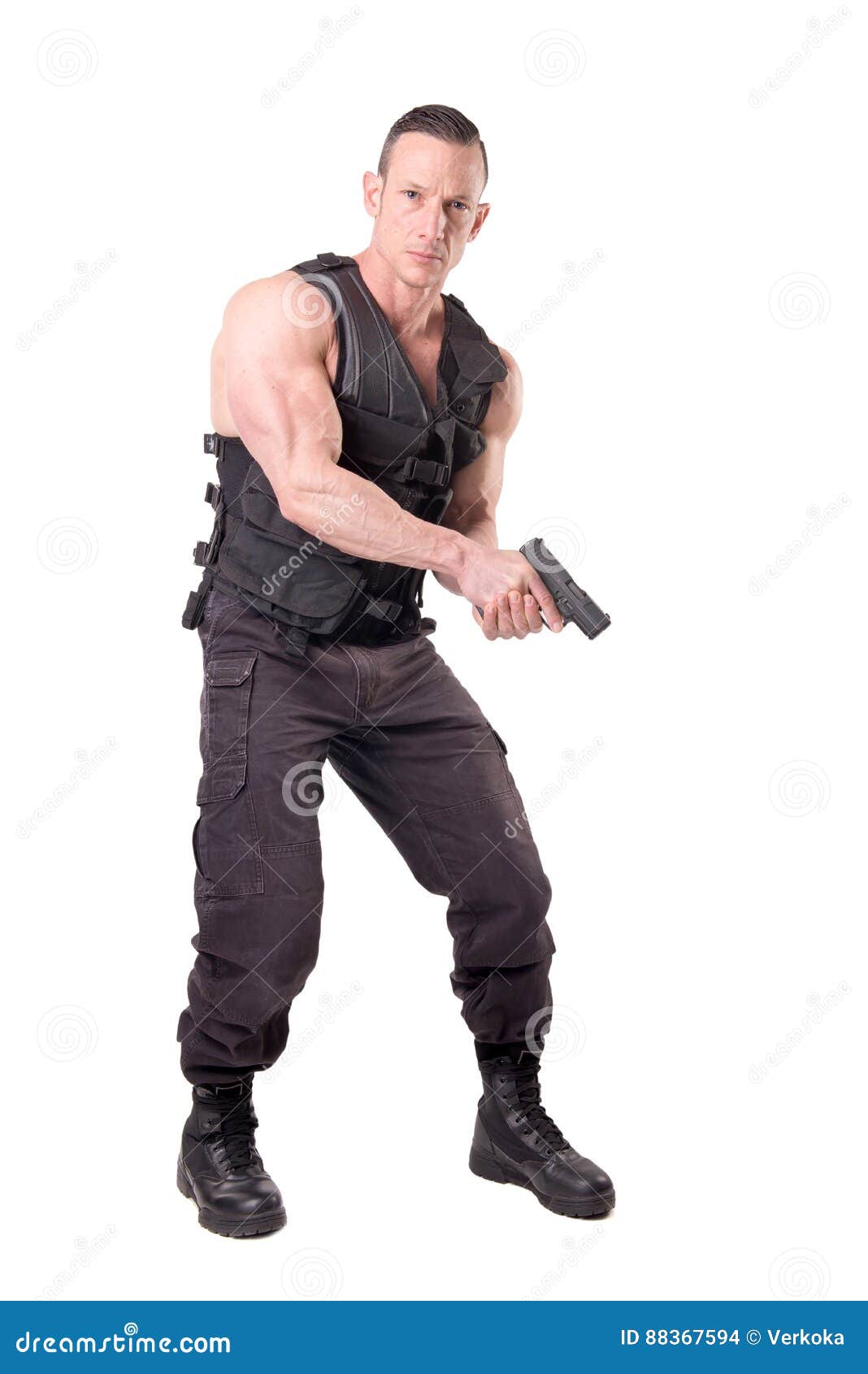 Tactical Law Enforcer Posing Stock Photo - Image of enforcer, dangerous ...