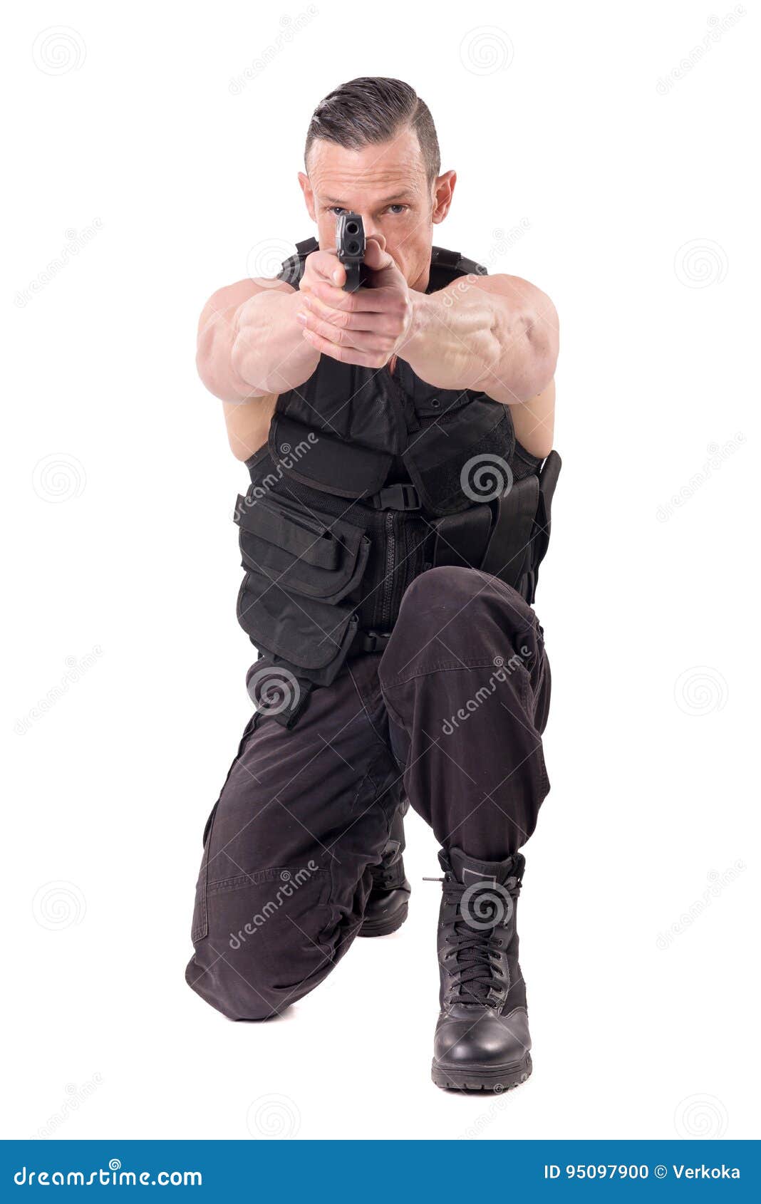 Tactical Law Enforcer Posing Stock Photo - Image of armed, enforcer ...