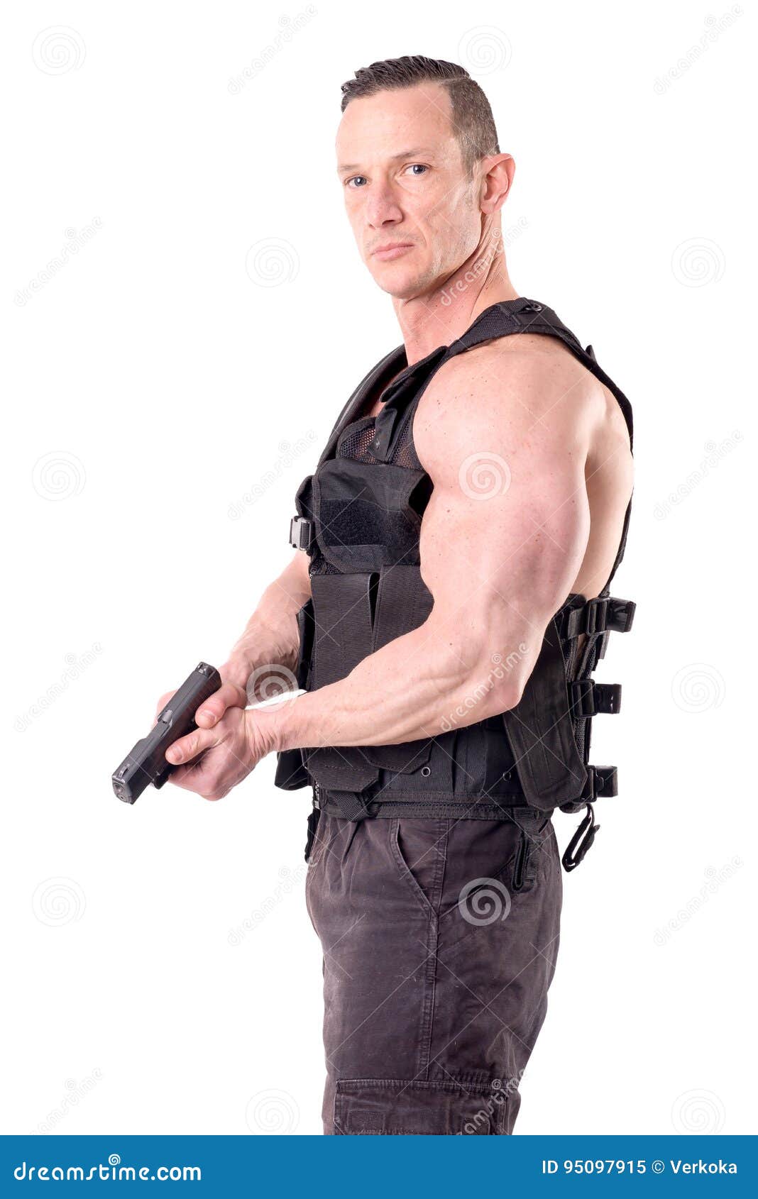 Tactical Law Enforcer Posing Stock Image - Image of officer, guard ...