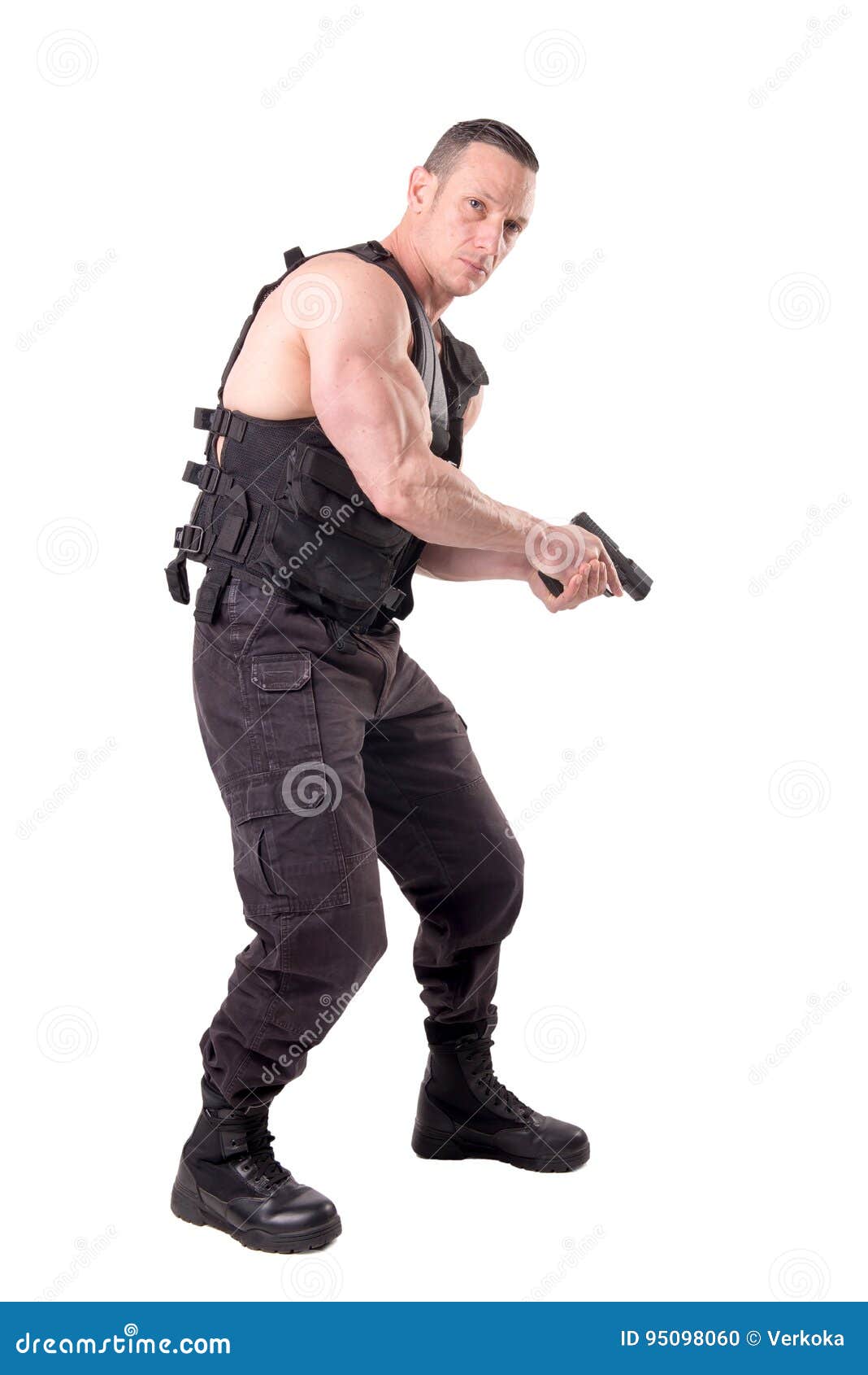 Tactical Law Enforcer Posing Stock Photo - Image of patrol, metal: 95098060