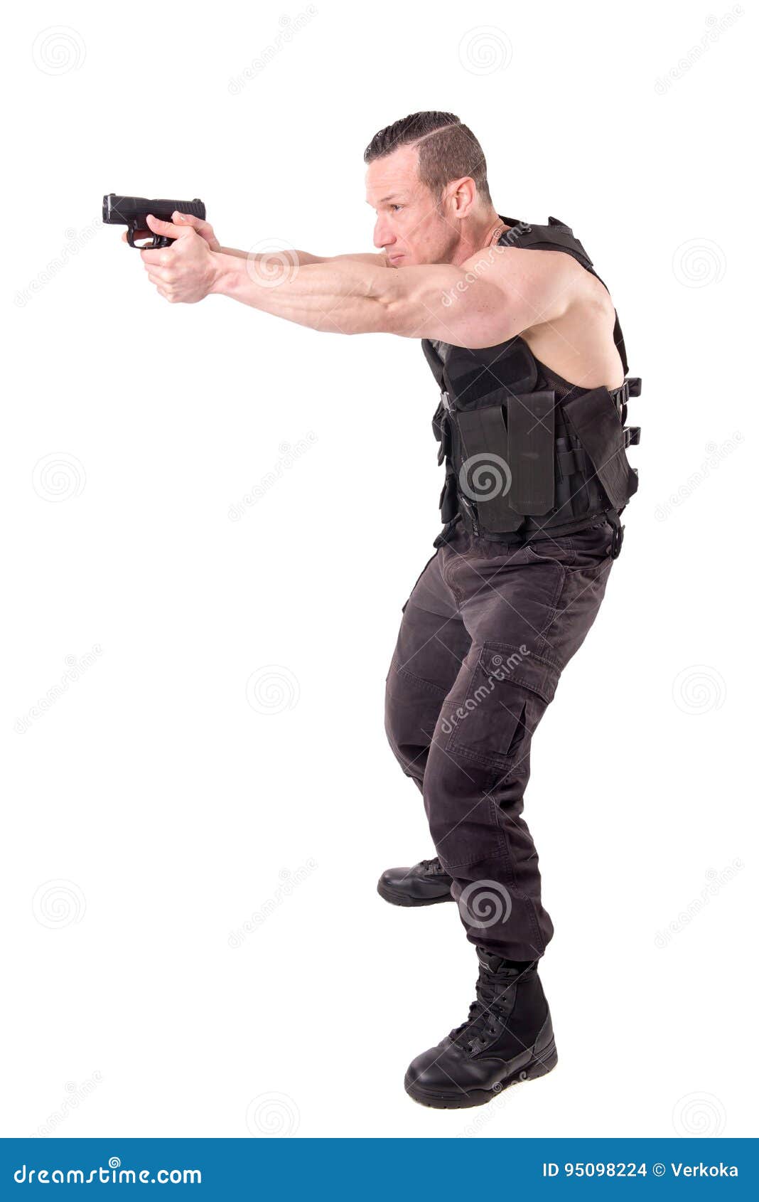 Tactical Law Enforcer Posing Stock Photo - Image of army, protection ...