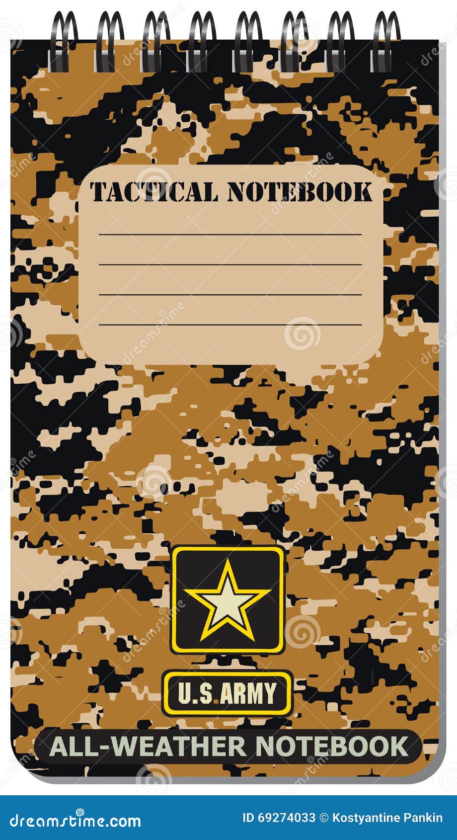 Tactical Notebook for the Army Stock Vector - Illustration of empty ...