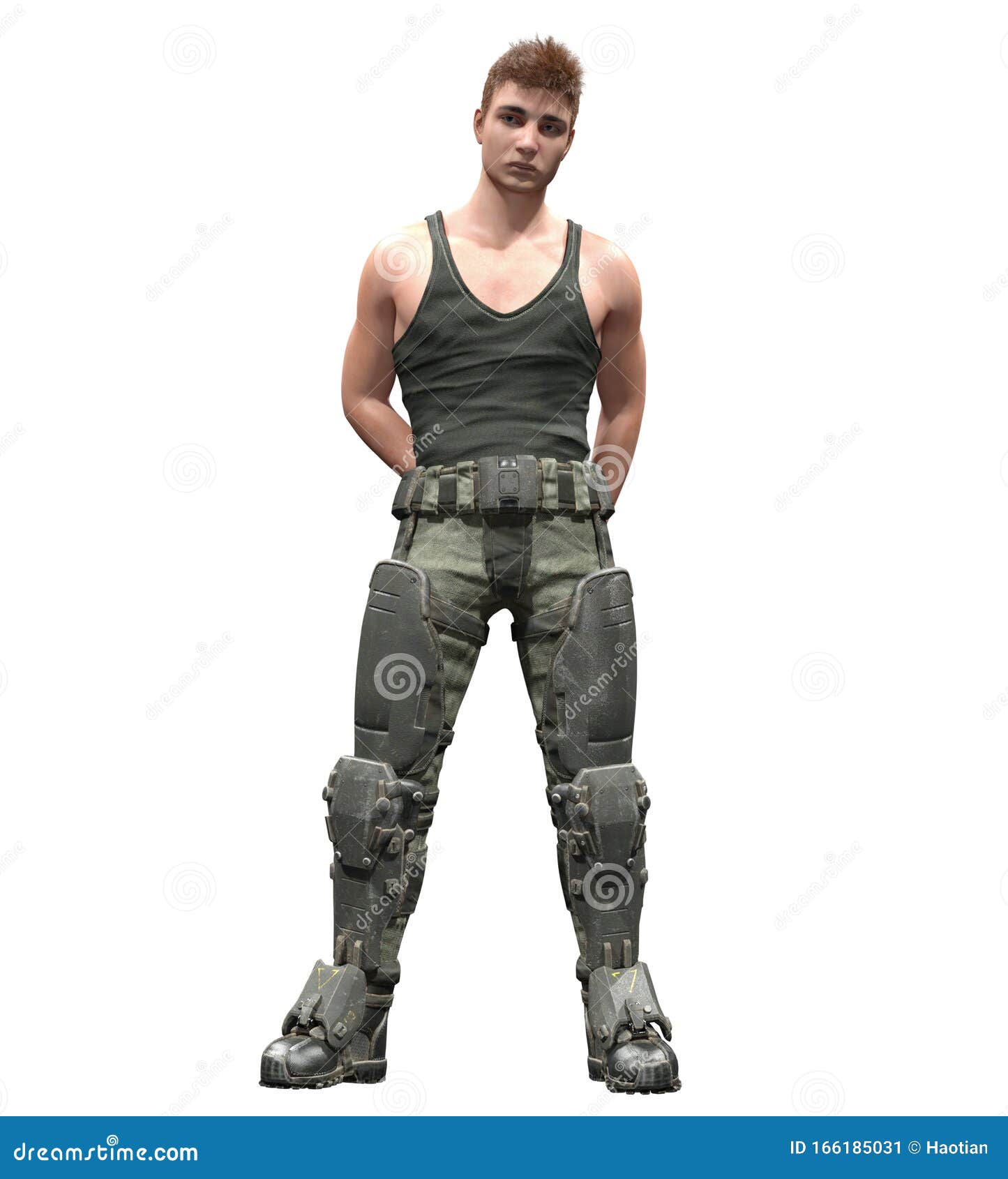 Tactical Strike Soldier in Half Armor Standing at Ease Stock ...