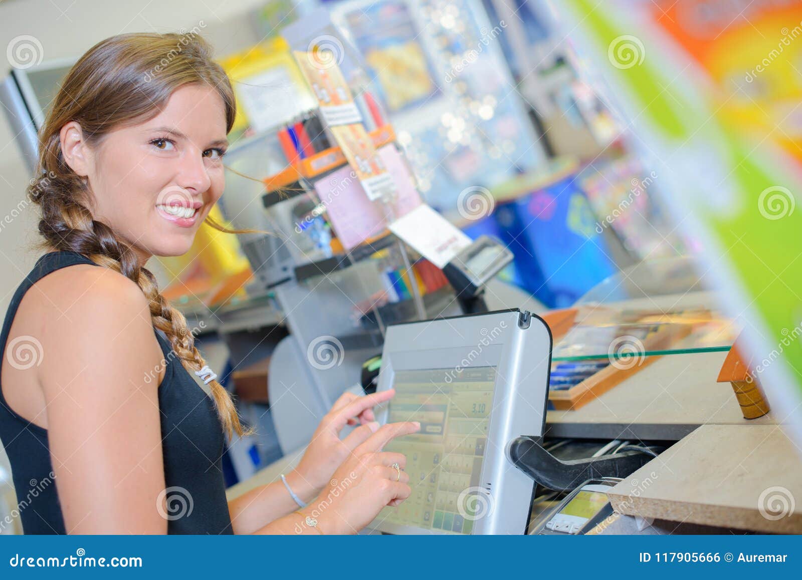 The tactile cashier screen stock photo. Image of vocational - 117905666