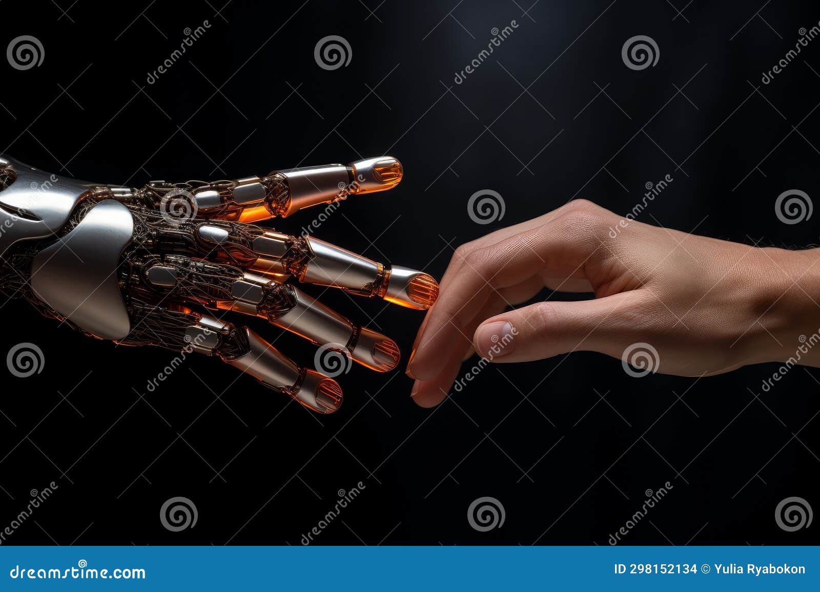 Tactile Hand Robot Human Touch. Generate Ai Stock Photo - Image of ...