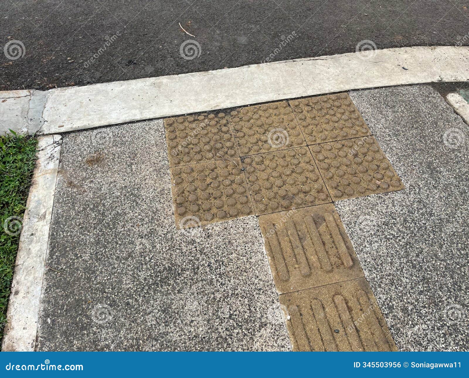 Intersection Of Tactile Paving On Ground Surface As Guidance Or Warning ...