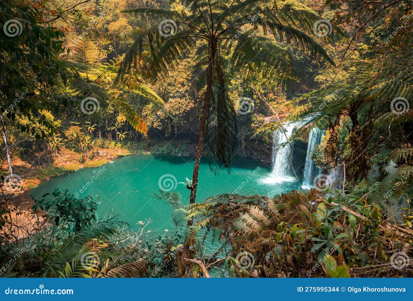 Tad Champee Waterfall. Laos Landscape Stock Photo - Image of stone ...