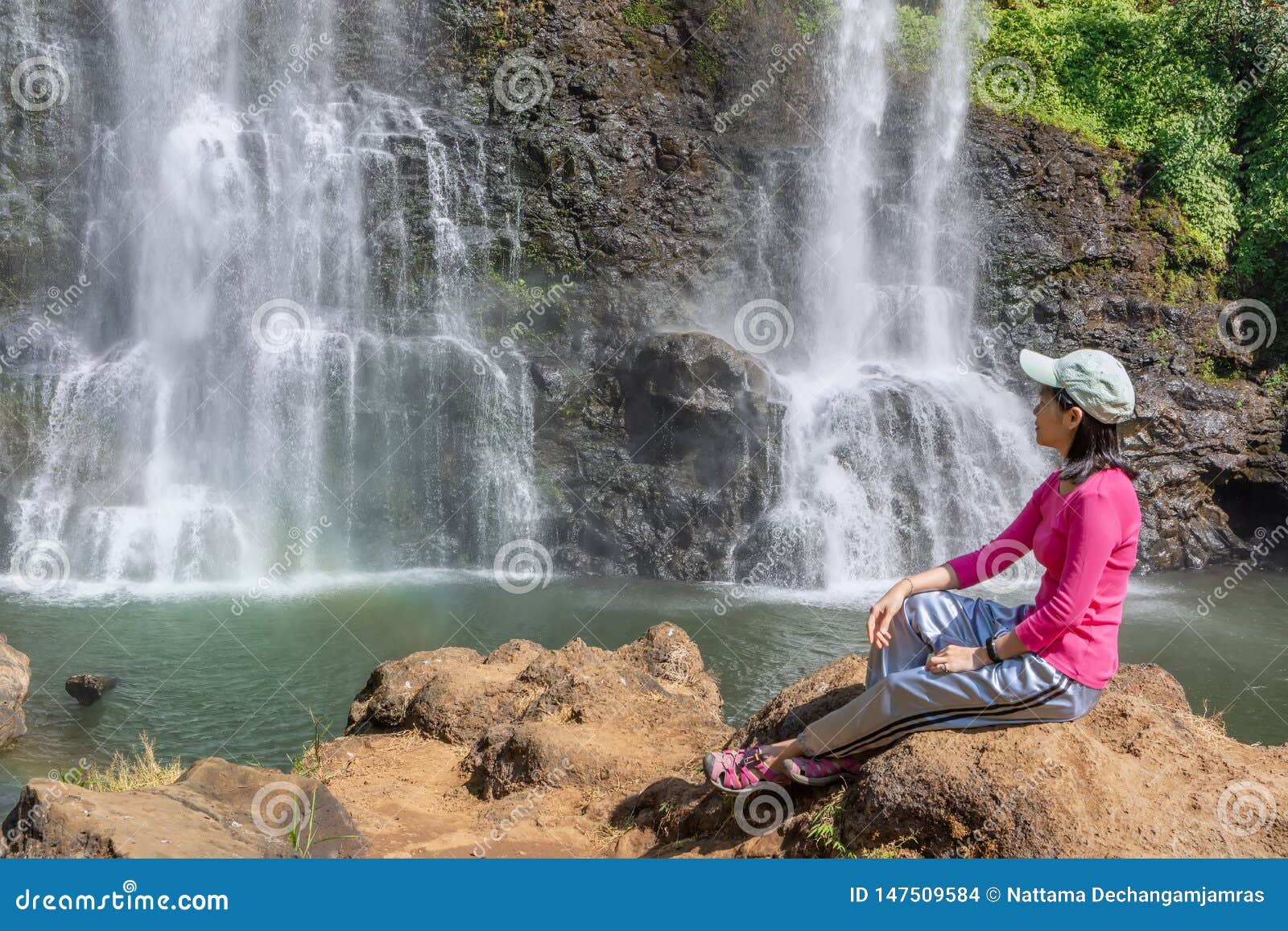 Tad Fan Waterfall in the Deep Forest in Southern of Laos Editorial ...