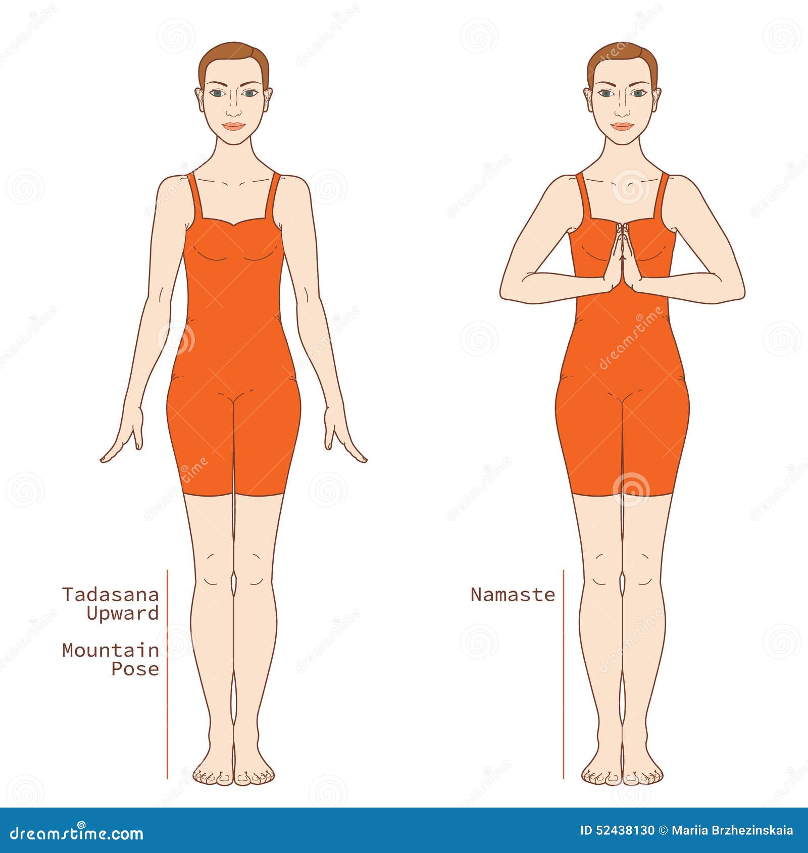 Tadasana, namaste stock vector. Illustration of balance - 52438130