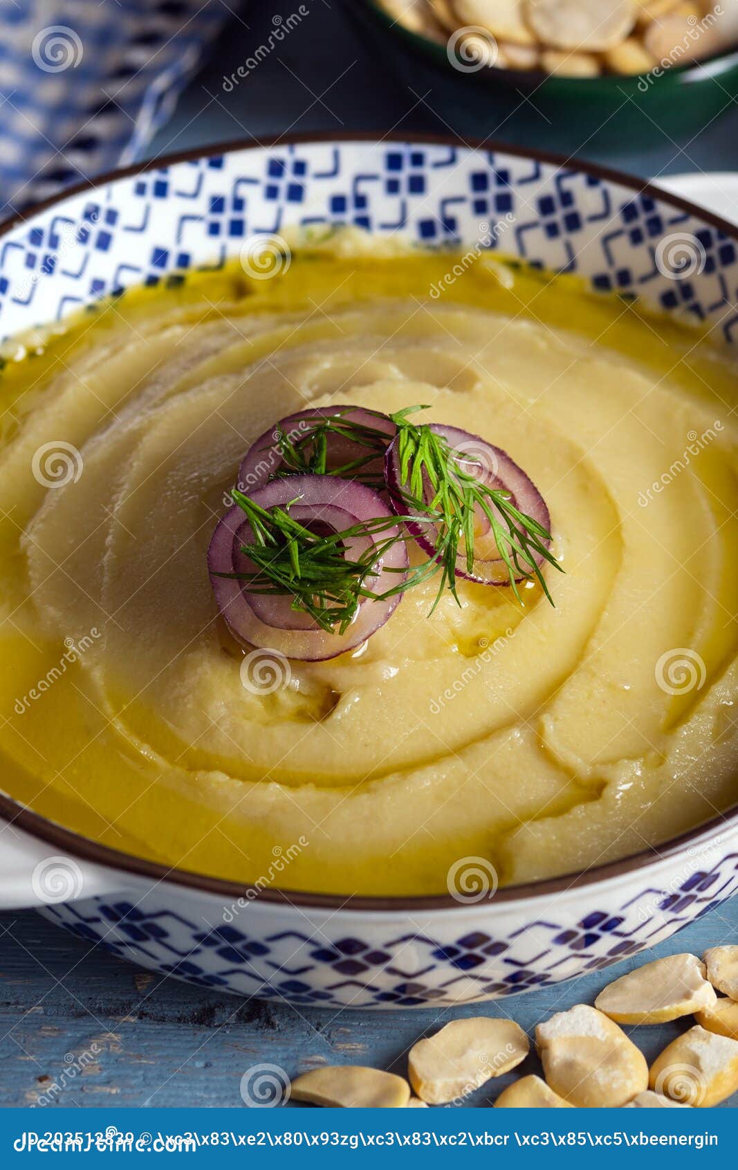 Taditional Fava with Olive Oil. Mashed Broad Beans Fava Appetizer Stock ...