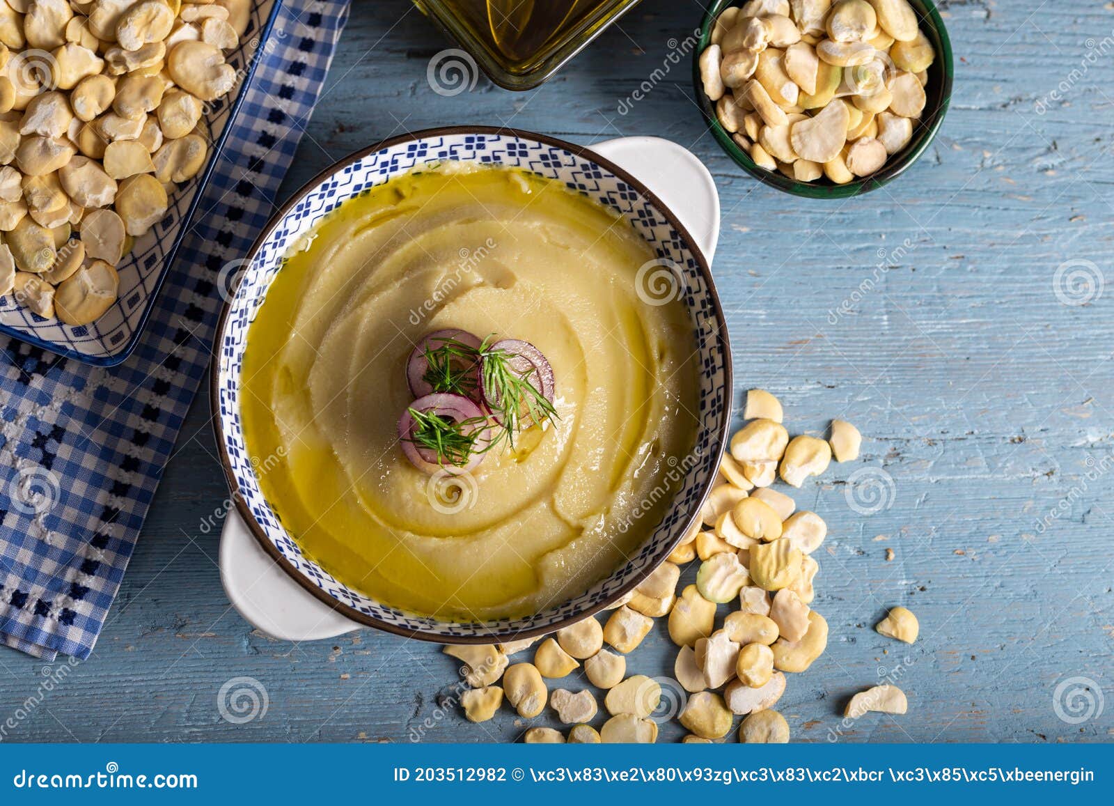 Taditional Fava with Olive Oil. Mashed Broad Beans Fava Appetizer Stock ...