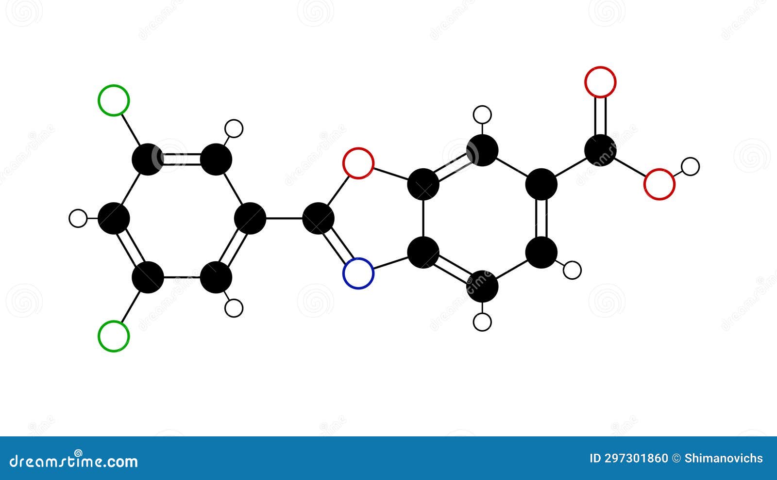 Tafamidis Molecule, Structural Chemical Formula, Ball-and-stick Model ...