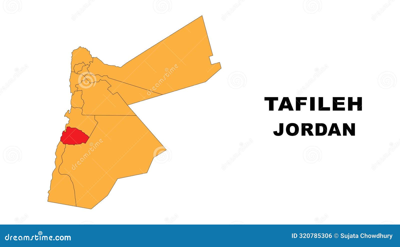 Tafileh Map in Jordan. Vector Map of Jordan Stock Vector - Illustration ...