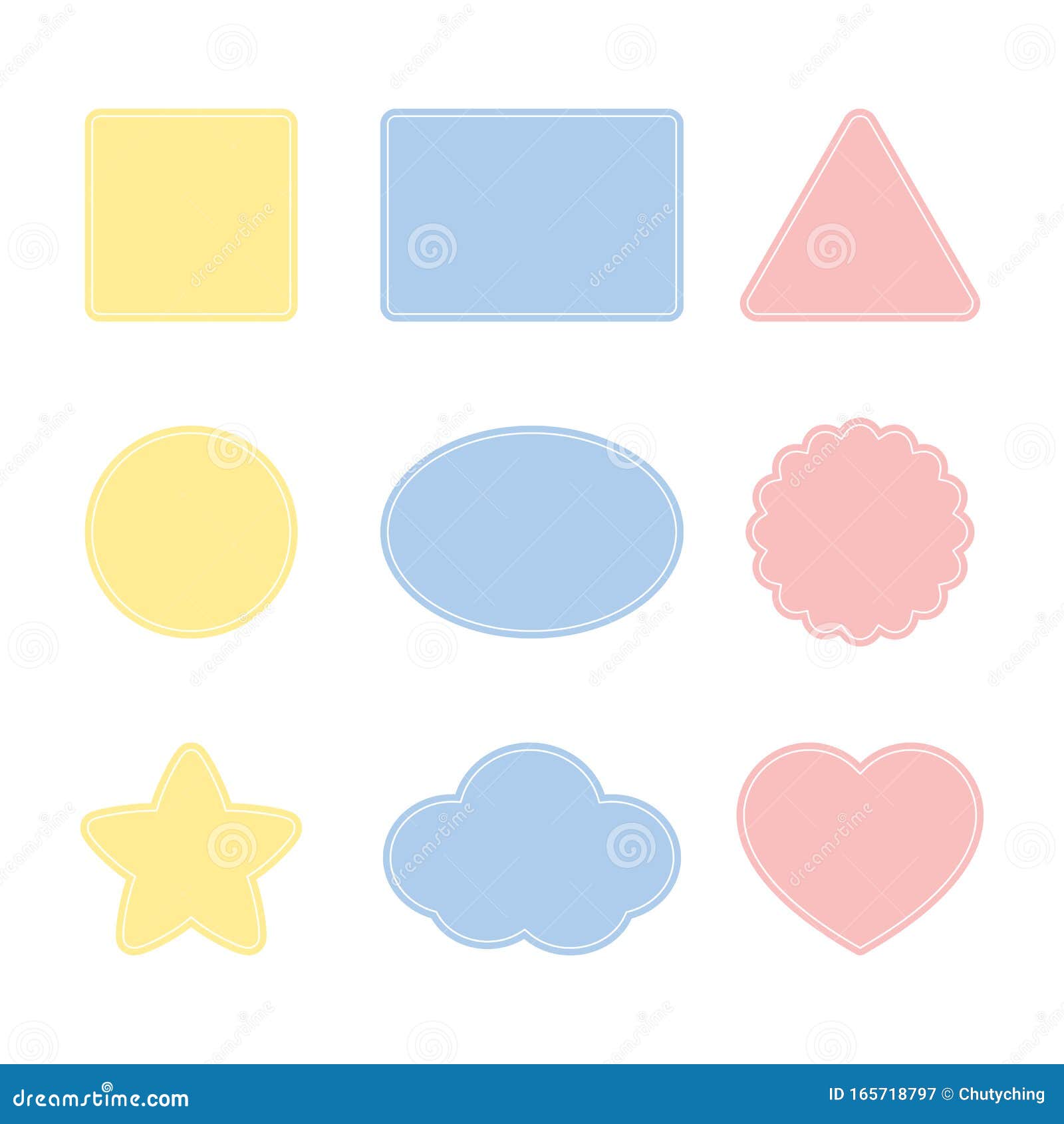 Blank Cute Lined Stickers-frames Set Stock Image | CartoonDealer.com ...