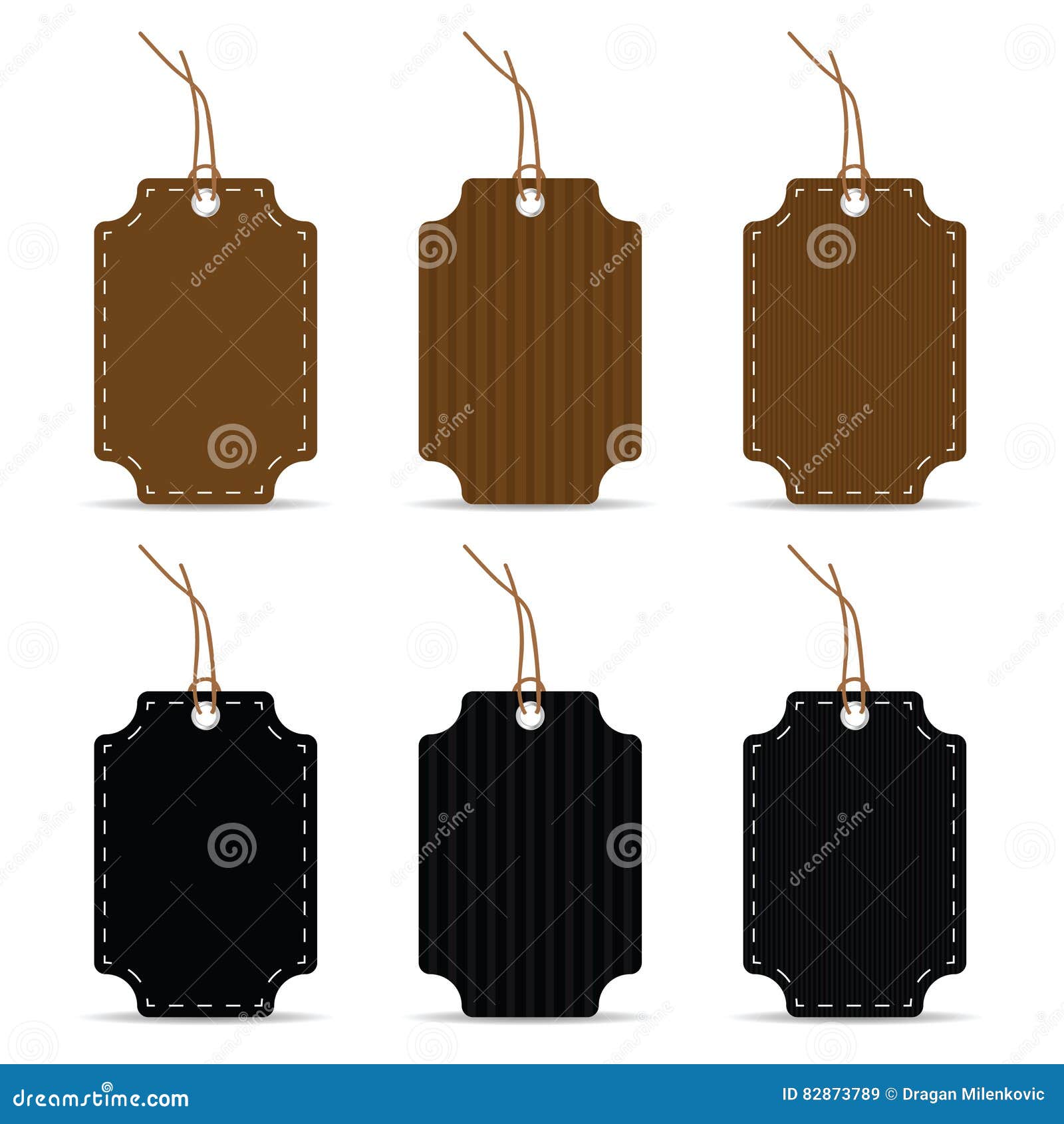 Tag in Brown and Black Color Set Illustration Stock Vector ...
