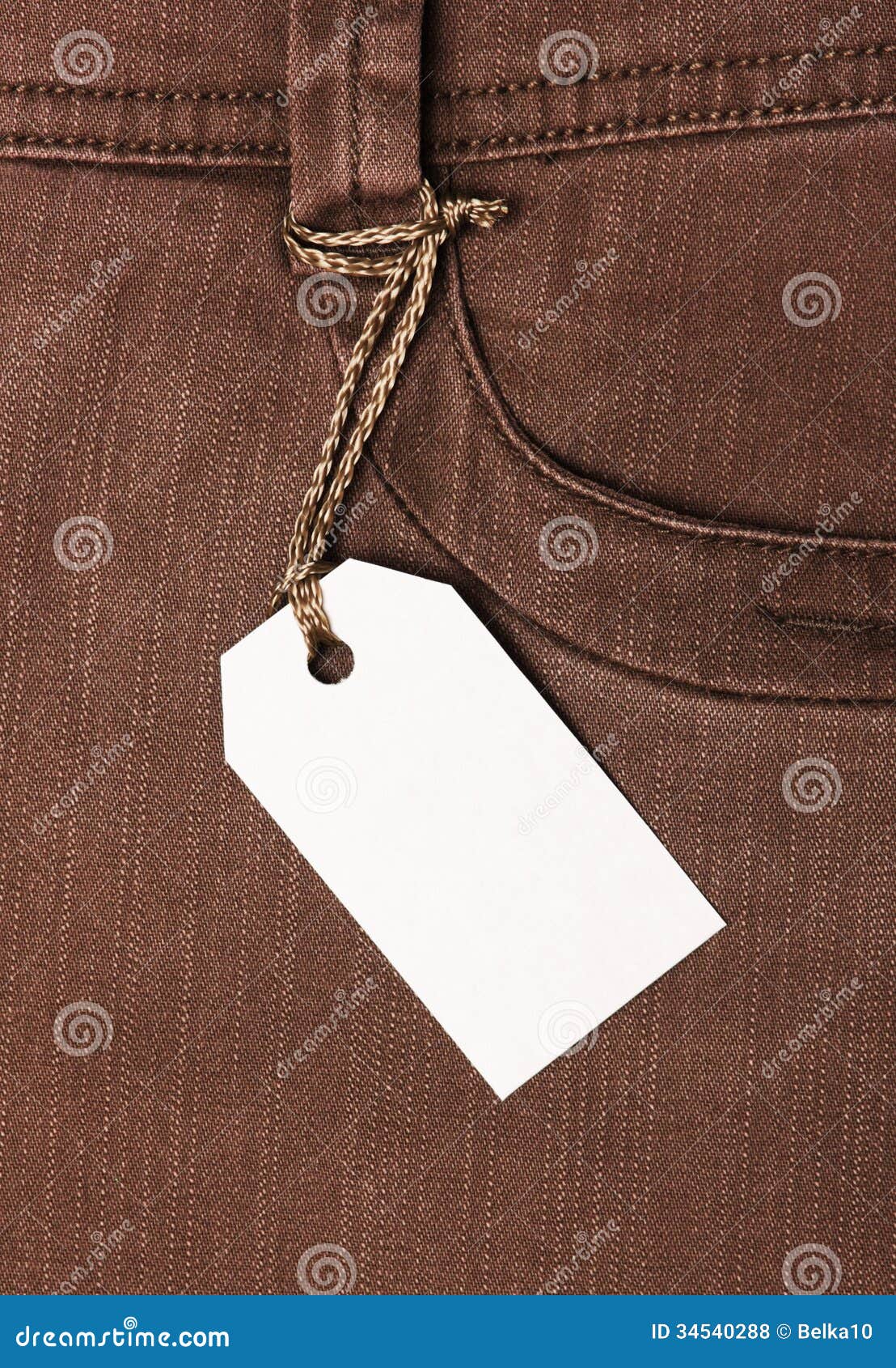 Tag on brown jeans stock photo. Image of canvas, apparel - 34540288