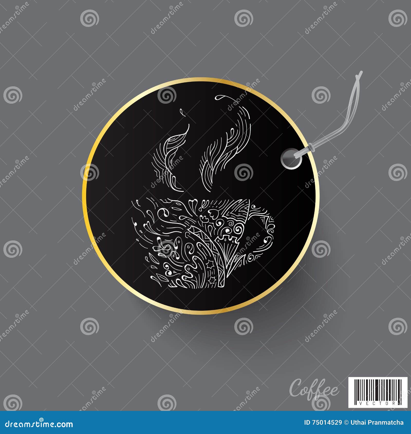 Tag Design. Coffee Cup Made by Hand Drawn Doodle Art Stock Vector ...