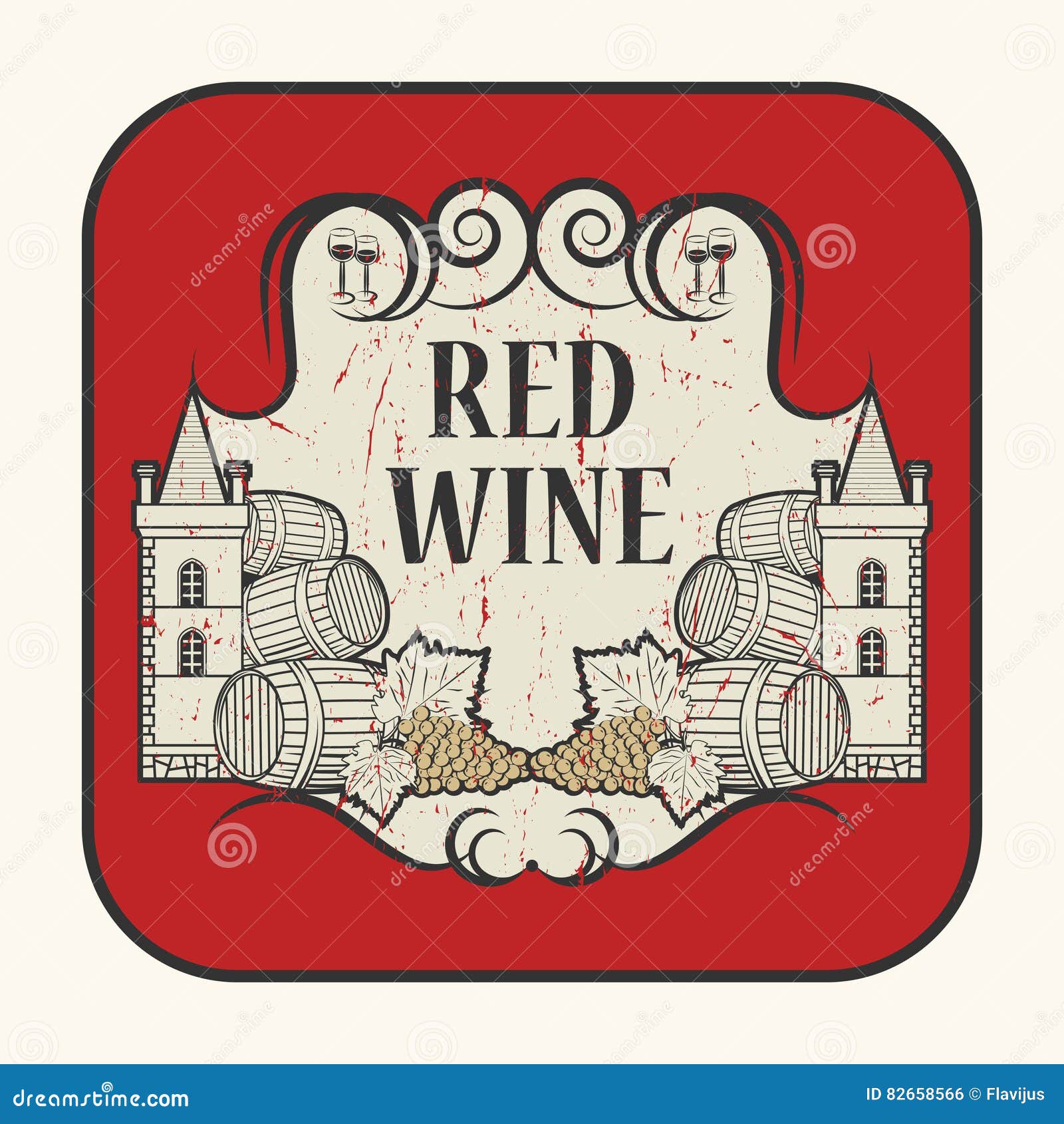 Tag or Label with the Text Red Wine Stock Vector - Illustration of ...