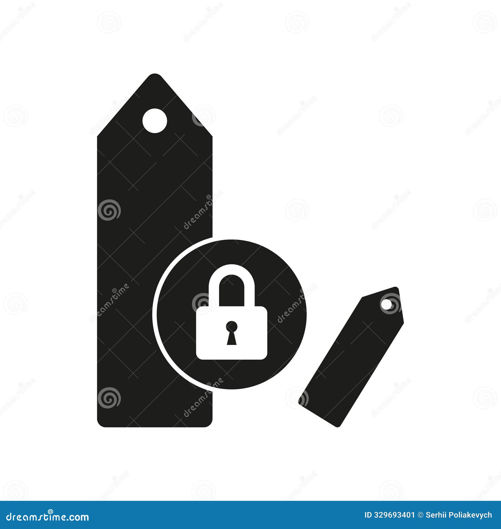 Tag Lock Icon. Secure Label Vector. Black Silhouette Design. Privacy ...