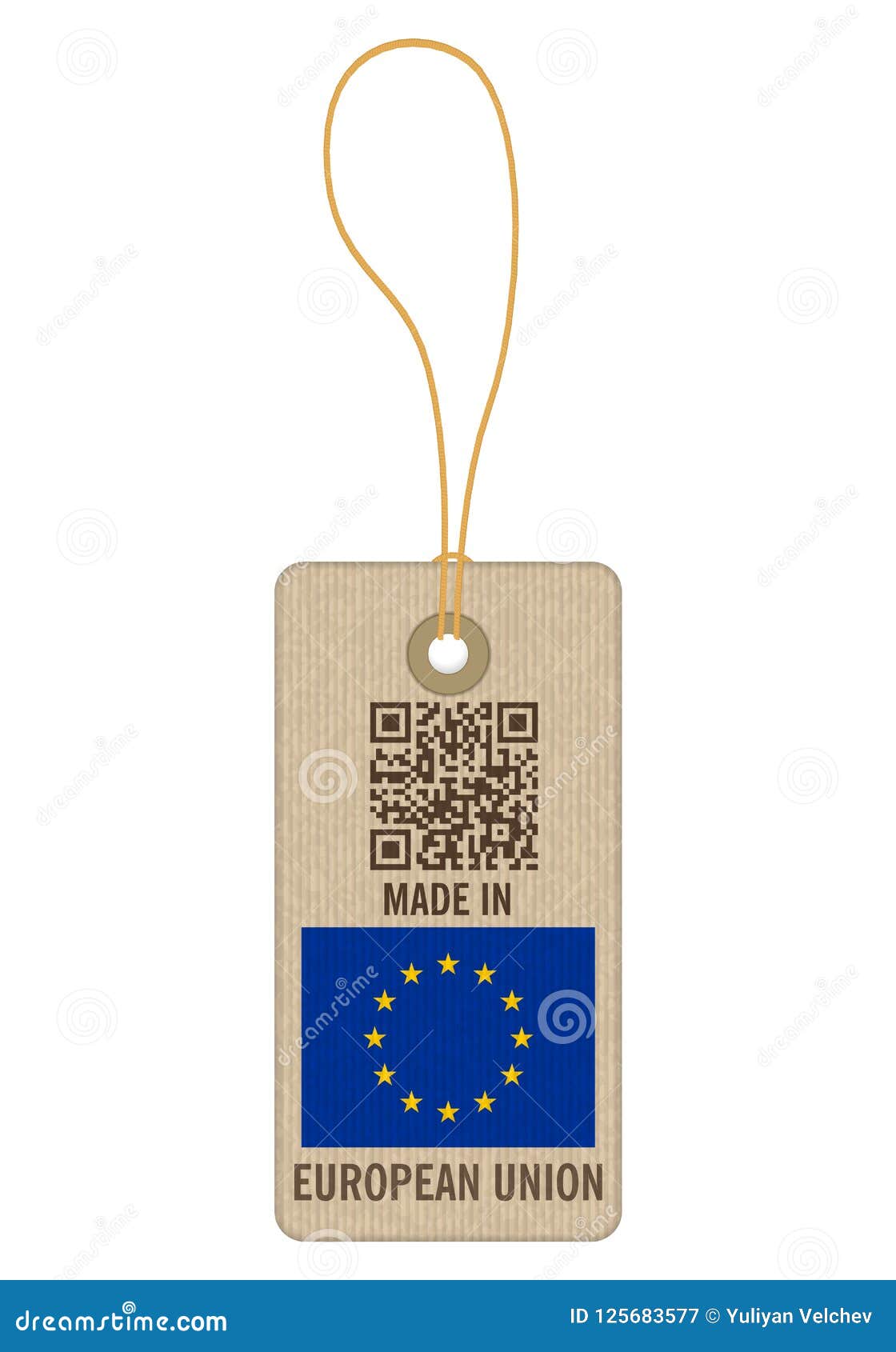 Tag made in EU stock vector. Illustration of cardboard - 125683577