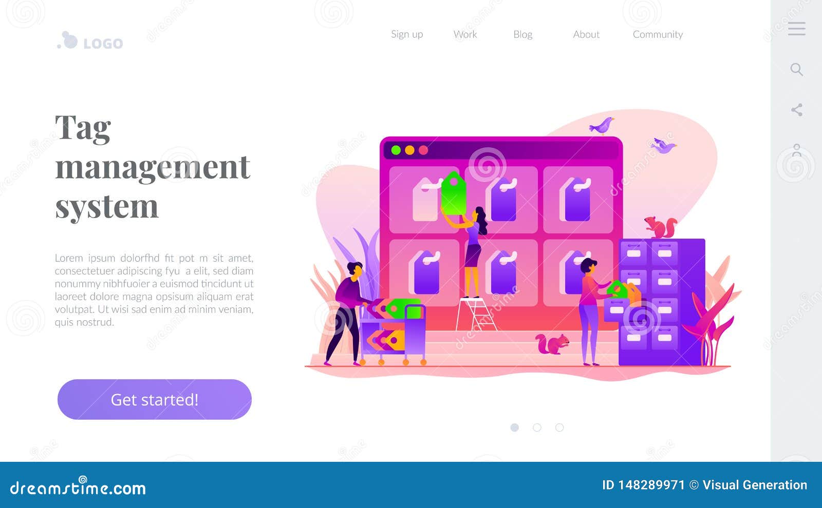 Tag Management Landing Page Template. Stock Vector - Illustration of ...
