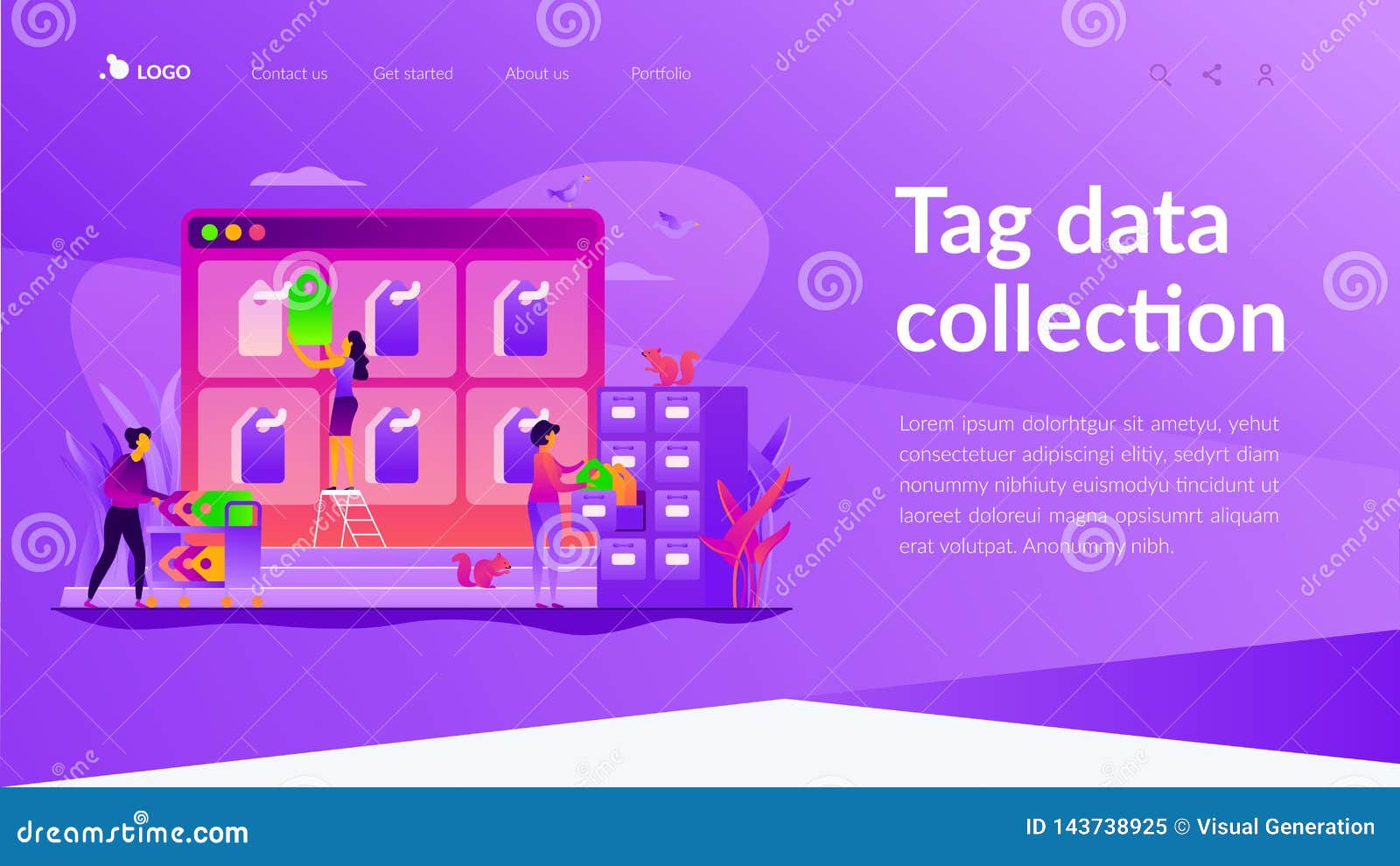 Tag Management Landing Page Template. Stock Vector - Illustration of ...