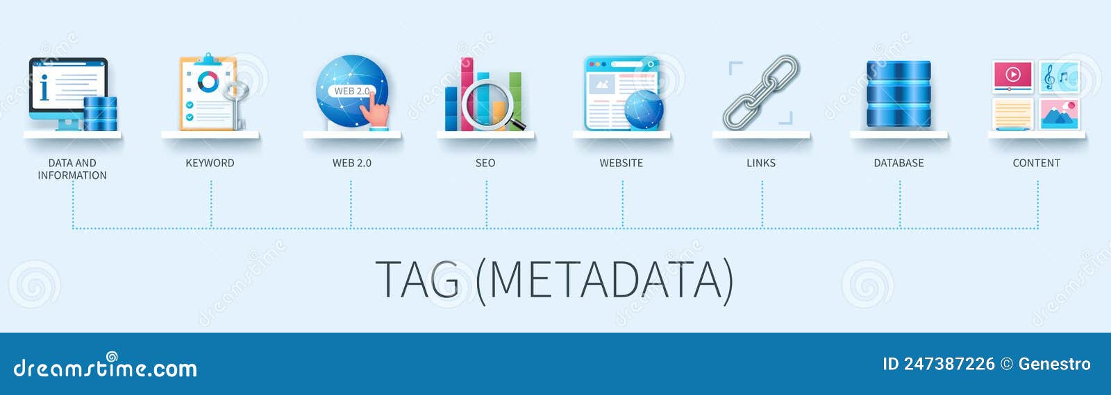 Tag Metadata Web Vector Infographics in 3d Style Stock Illustration ...