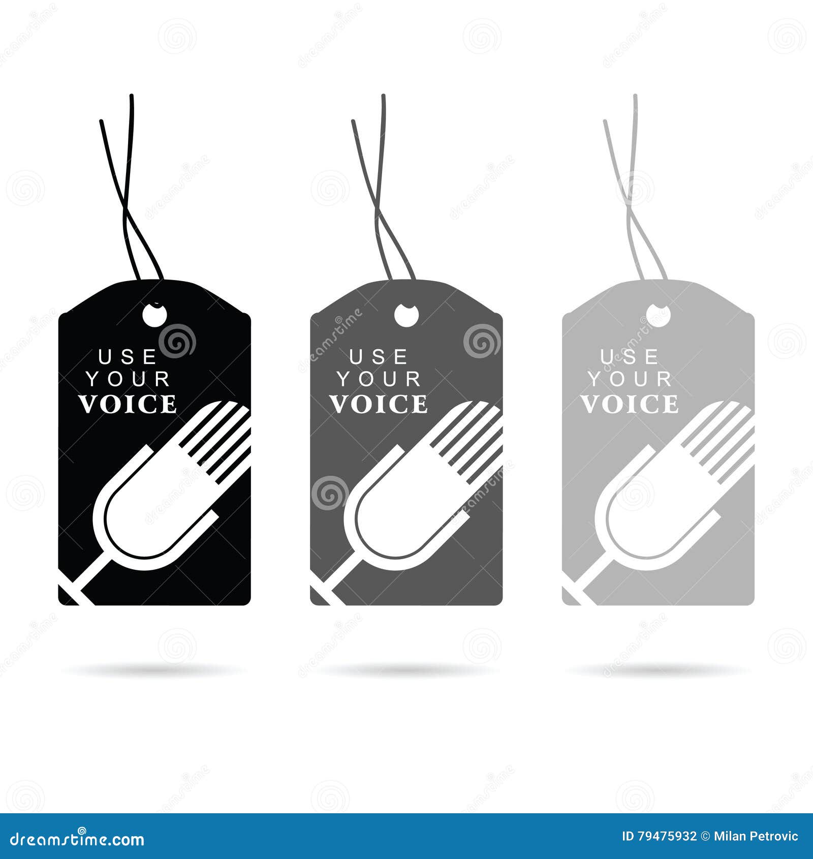 Tag with Microphone on it in White Illustration Stock Vector ...