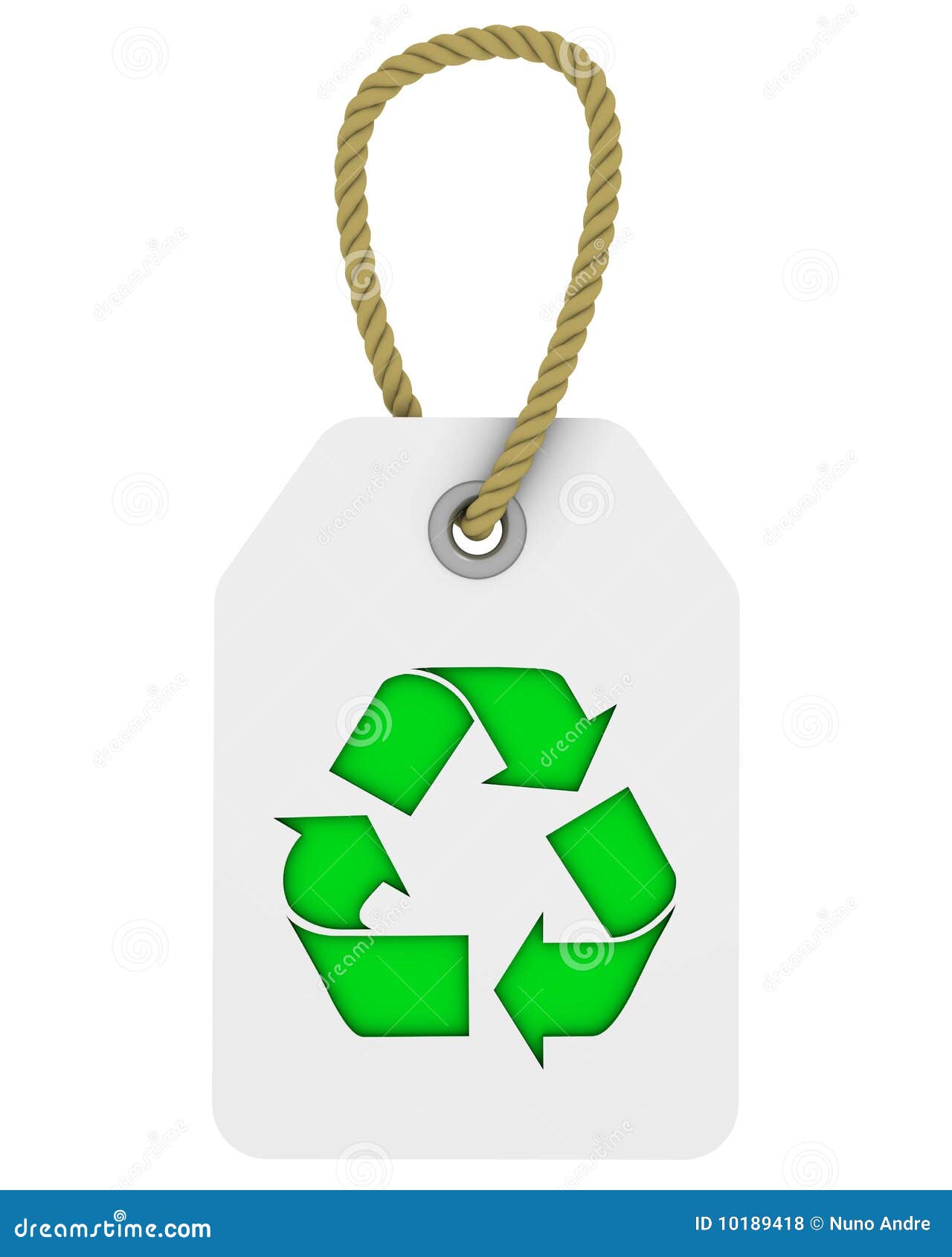 Tag with recycle symbol stock illustration. Illustration of rope - 10189418