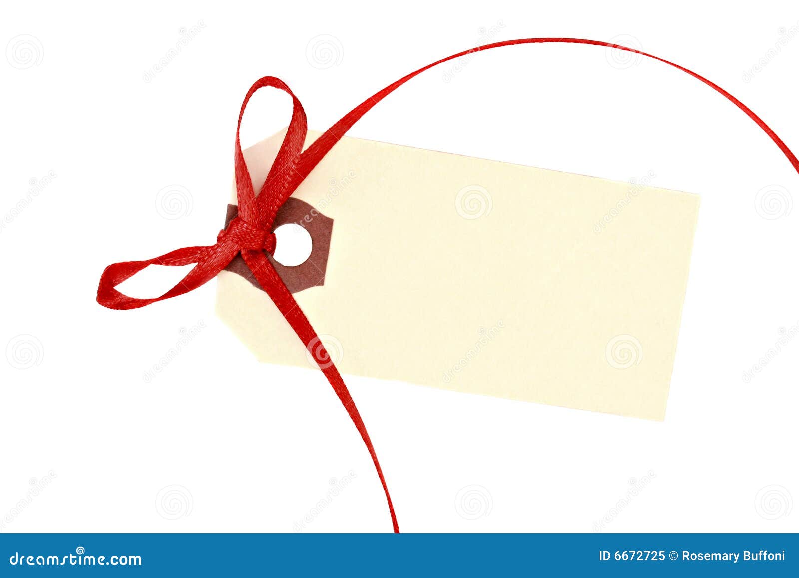 Tag with Red Ribbon on White Stock Image - Image of isolated, cardboard ...