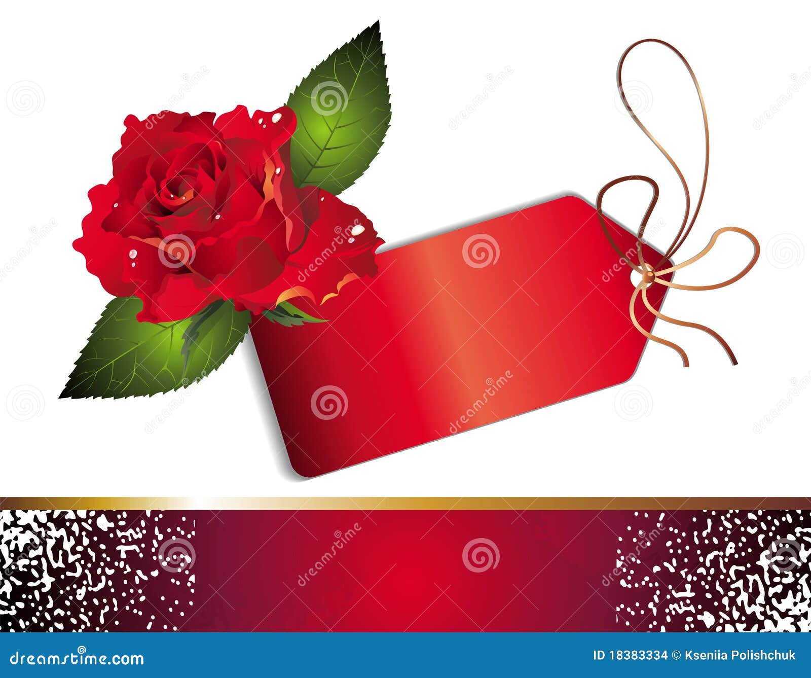 Tag with red rose stock vector. Illustration of decor - 18383334