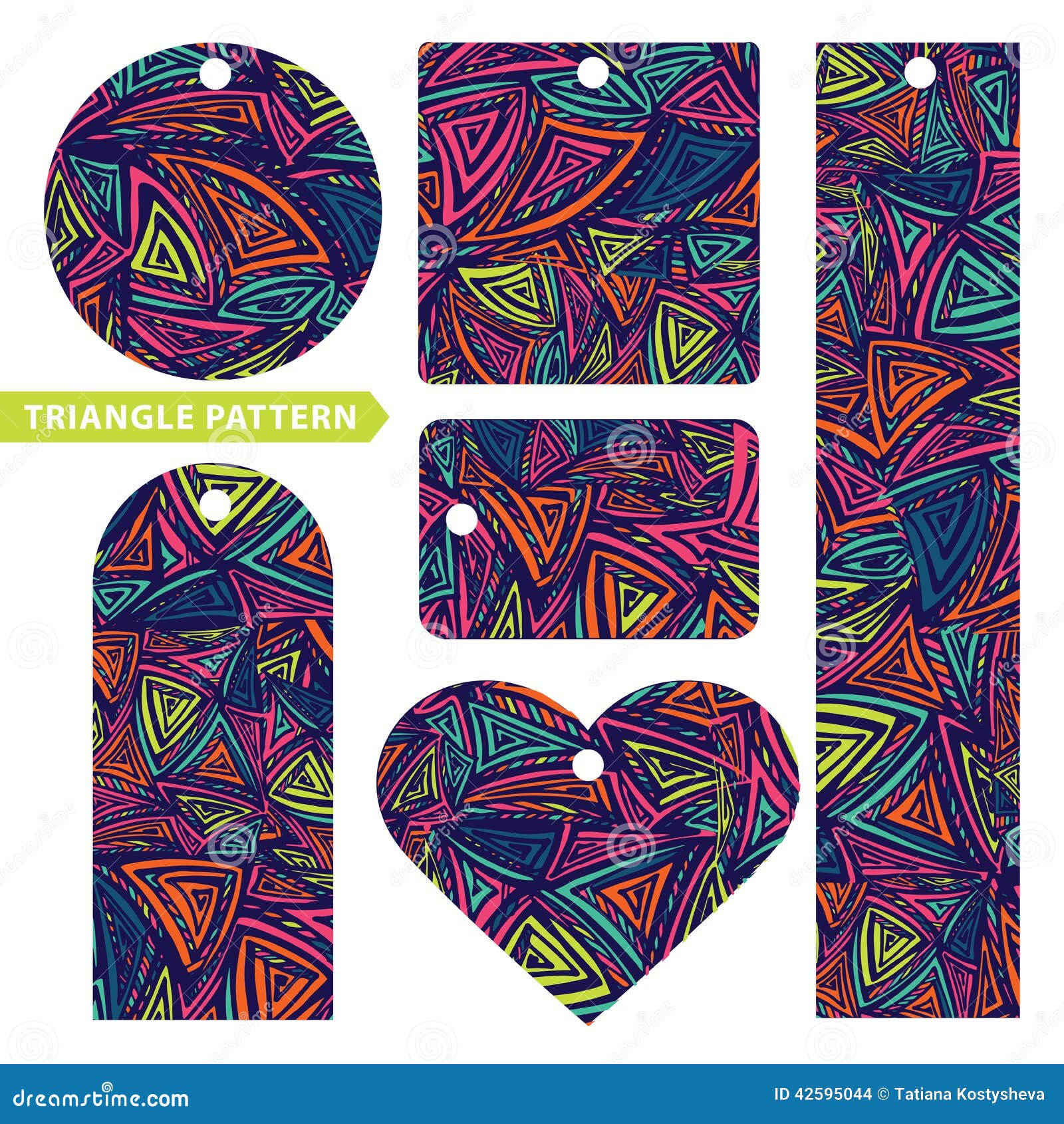 Tag Set with Triangle Ethnic Ornament Stock Vector - Illustration of ...