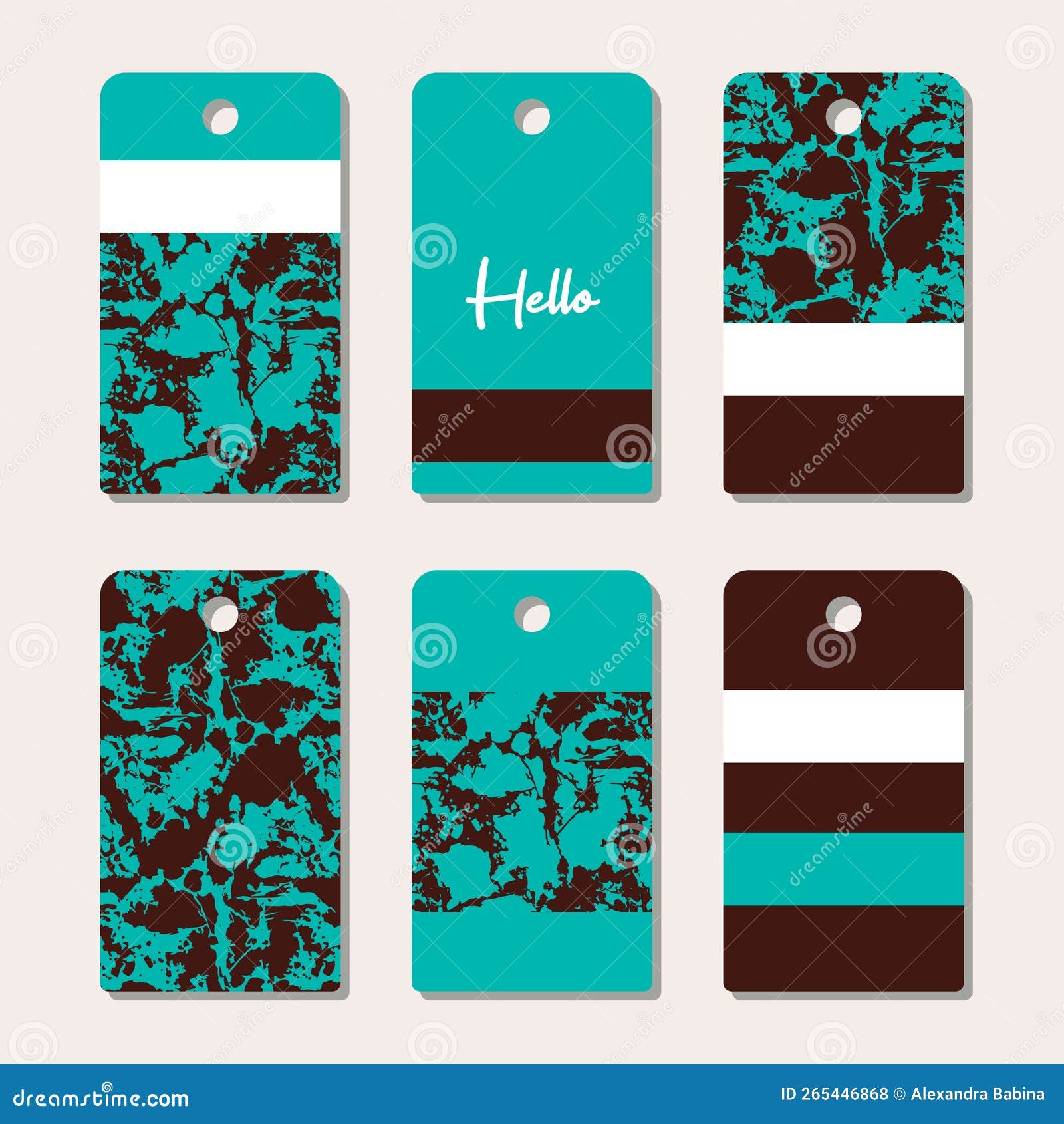 Tag Set with Turquoise Stone Mineral Pattern. Stock Vector ...