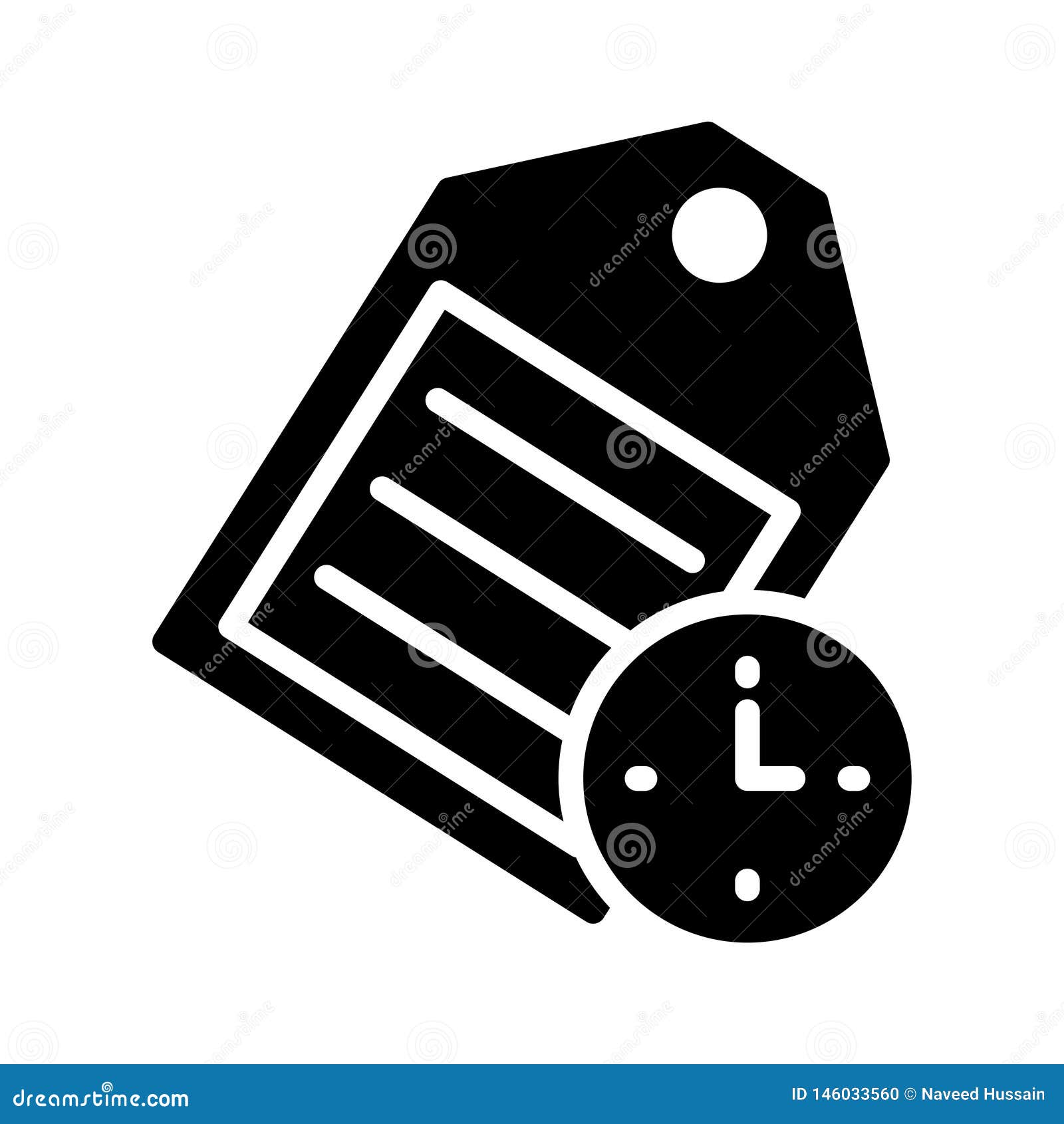 Tag Time Glyph Flat Vector Icon Stock Vector - Illustration of check ...