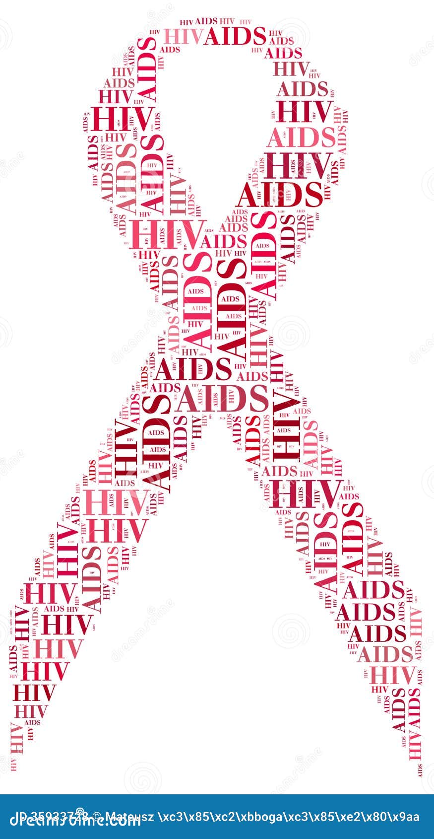 Tag or Word Cloud World AIDS Day Related in Shape of Red Ribbon Stock ...