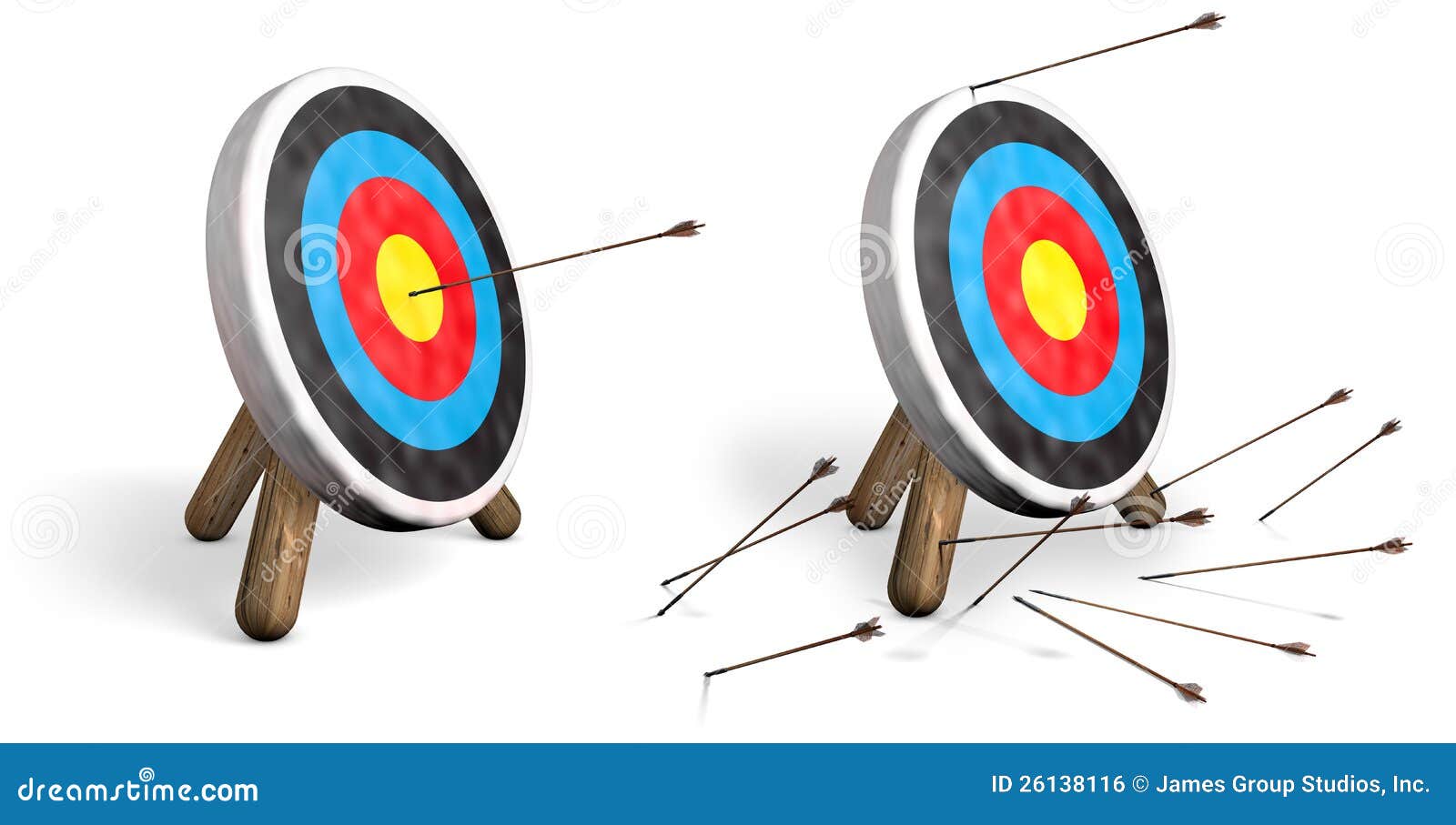 Red Arrows Missing The Center Of Target Board Stock Image ...