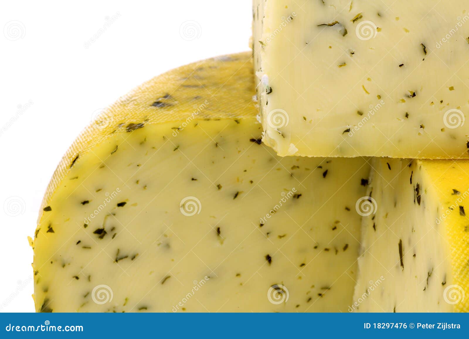 Tagli Il Formaggio Gouda Tradizionale Con Le Erbe Fotografia Stock ...