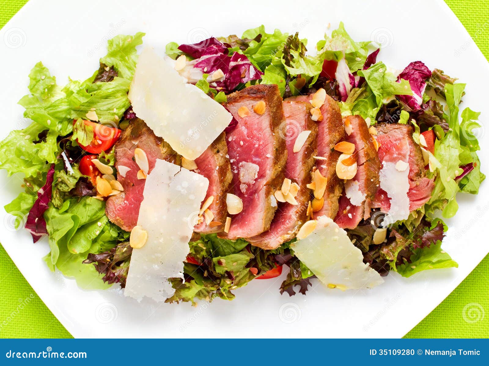 Tagliata Steak stock photo. Image of parmesan, lettuce - 35109280