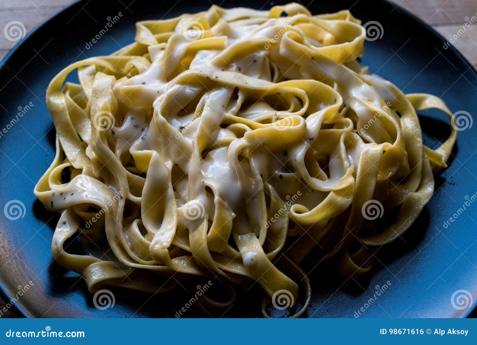 Tagliatelle Pasta with Cheese Sauce / Carbonara Stock Photo - Image of ...