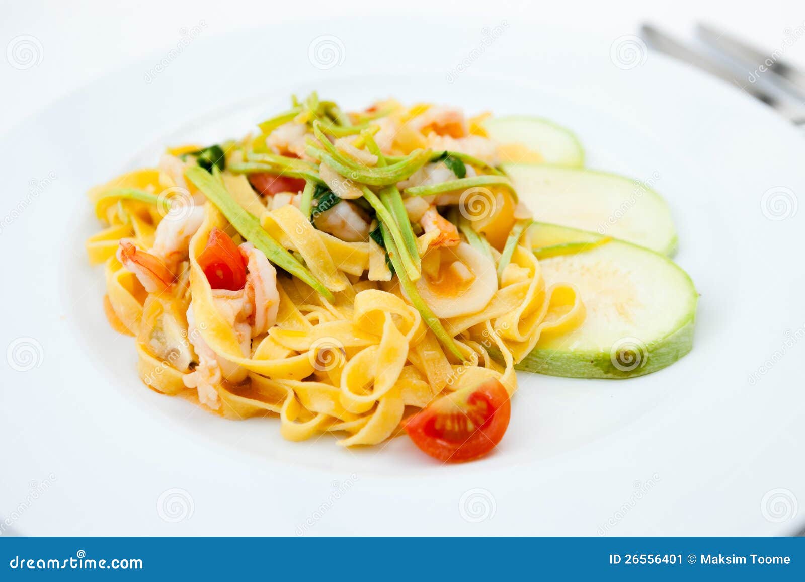 Tagliatelle with prawns stock image. Image of delicious - 26556401