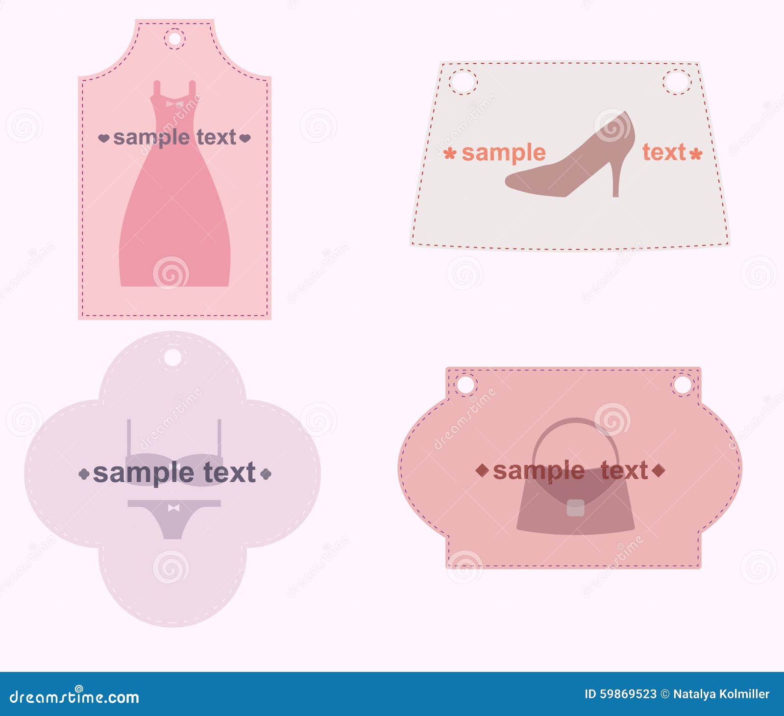 Tags on clothes stock vector. Illustration of pink, dress - 59869523