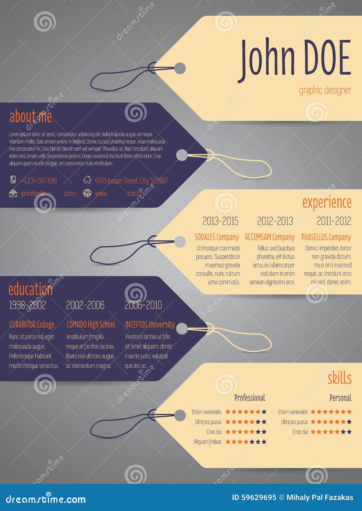 Tags Cv Curriculum Vitae Resume Template Stock Vector - Illustration of ...