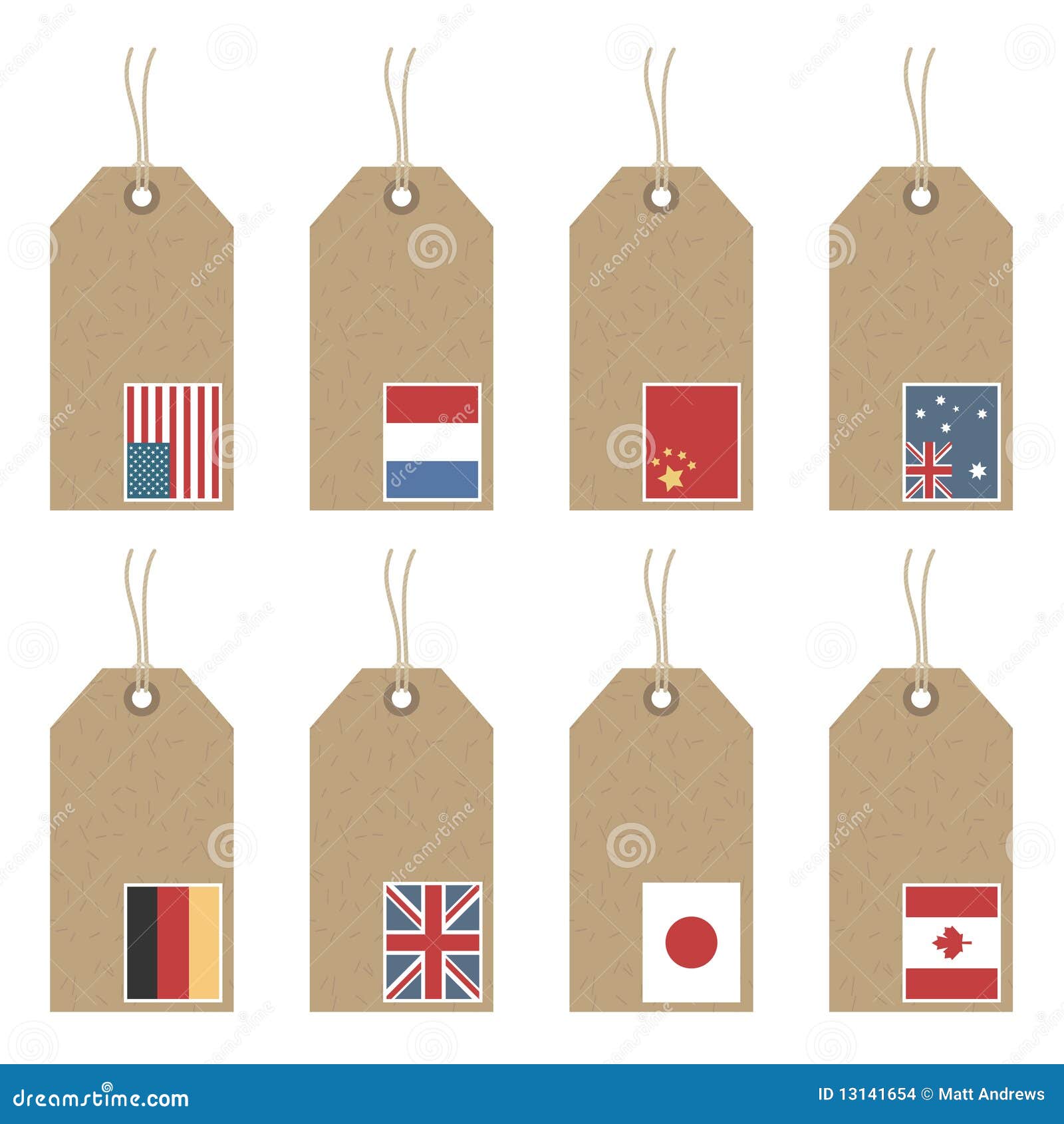 Tags with flags stock vector. Illustration of string - 13141654